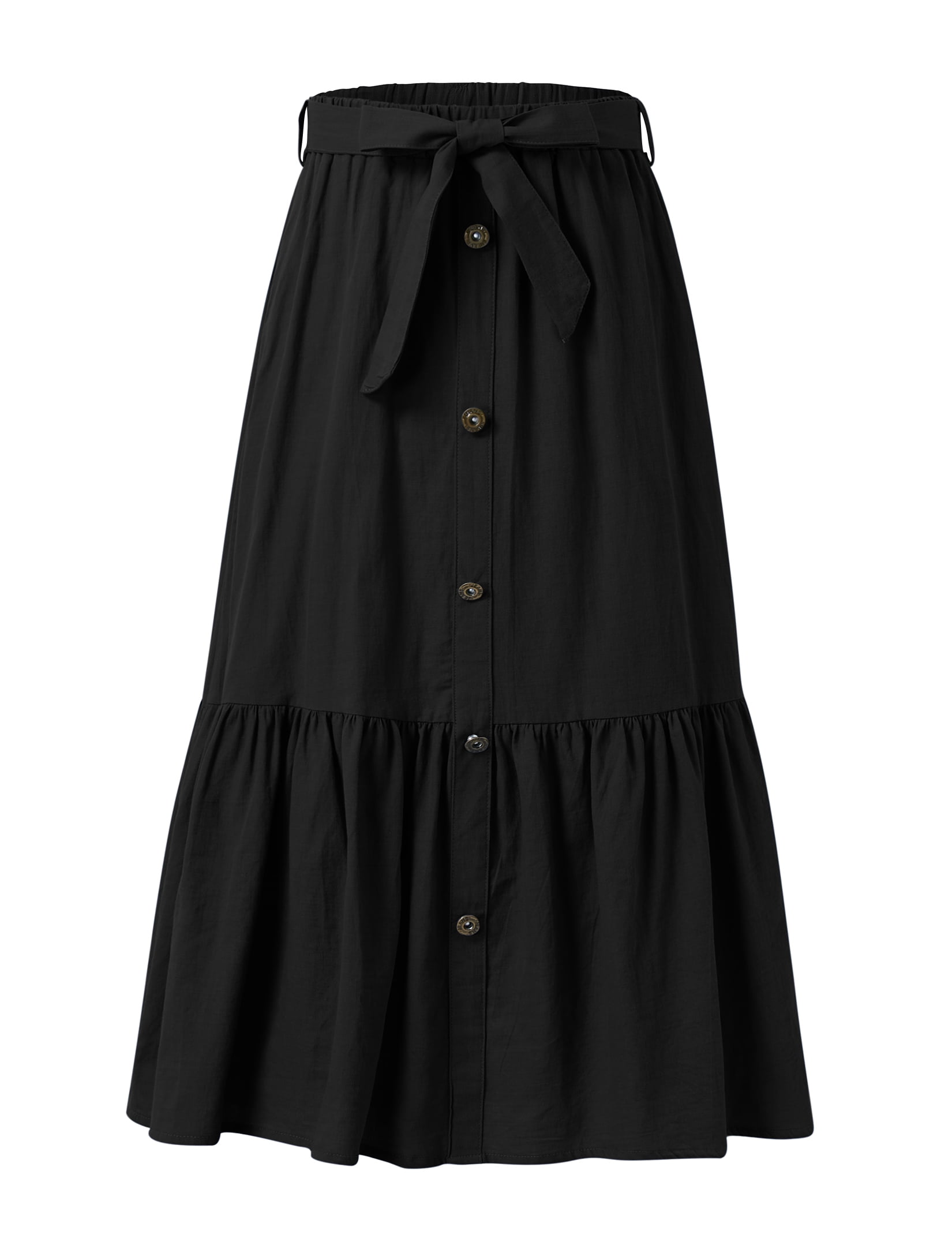 Girl Maxi Skirt High Waisted Long Skirt Ruffled A-Line Skirt with Belt ...