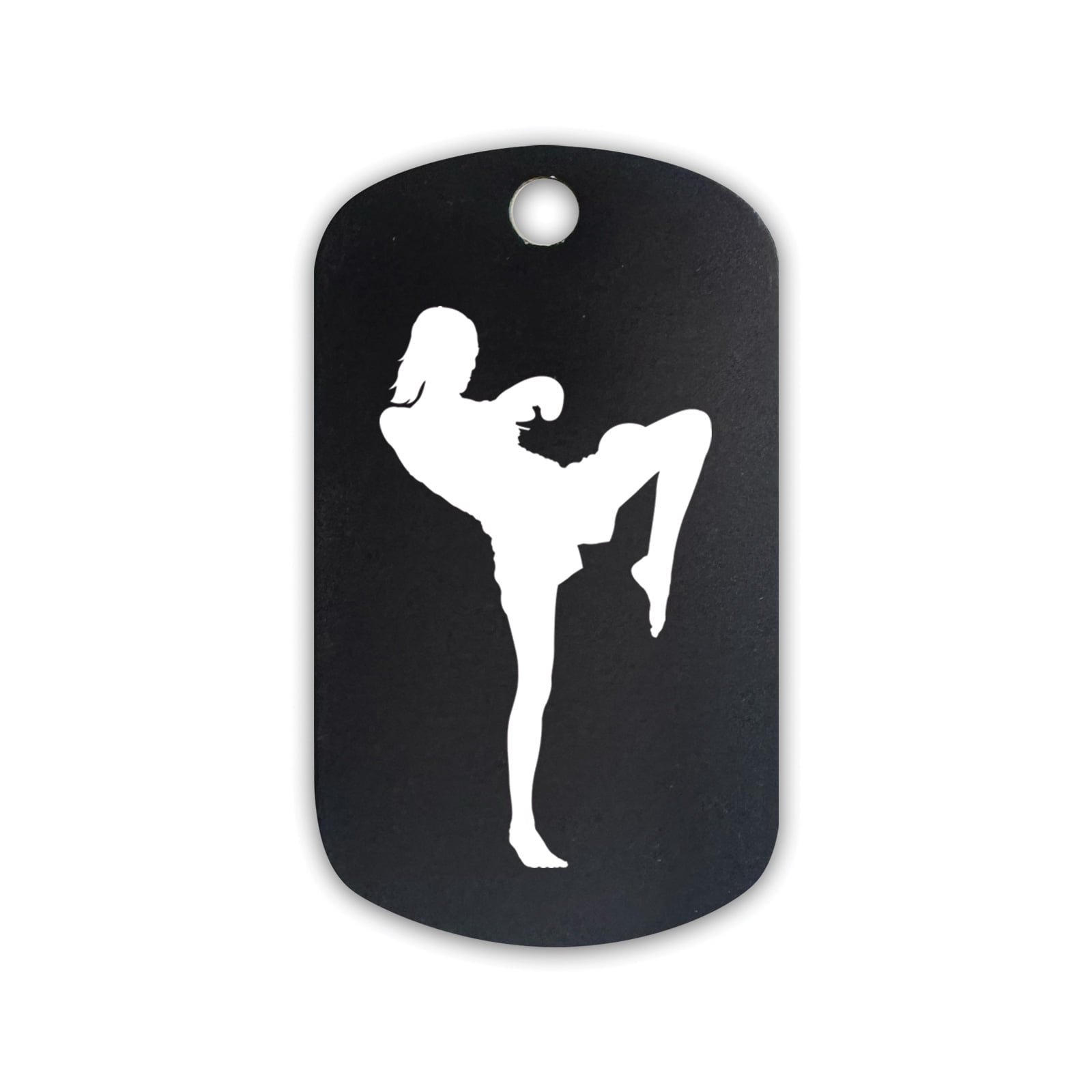 Girl Muay Thai GI Dog Tag Aluminum Keychain sparring fighting mma thailand female - Black ...