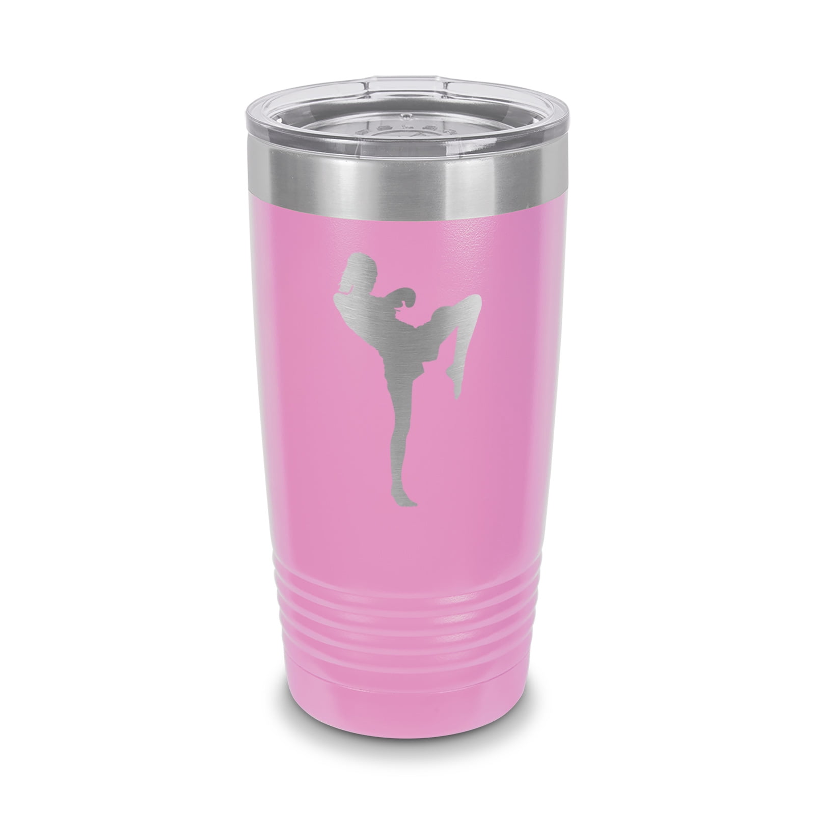 Girl Muay Thai Tumbler 20 oz - Laser Engraved w/ Clear Lid - Stainless ...