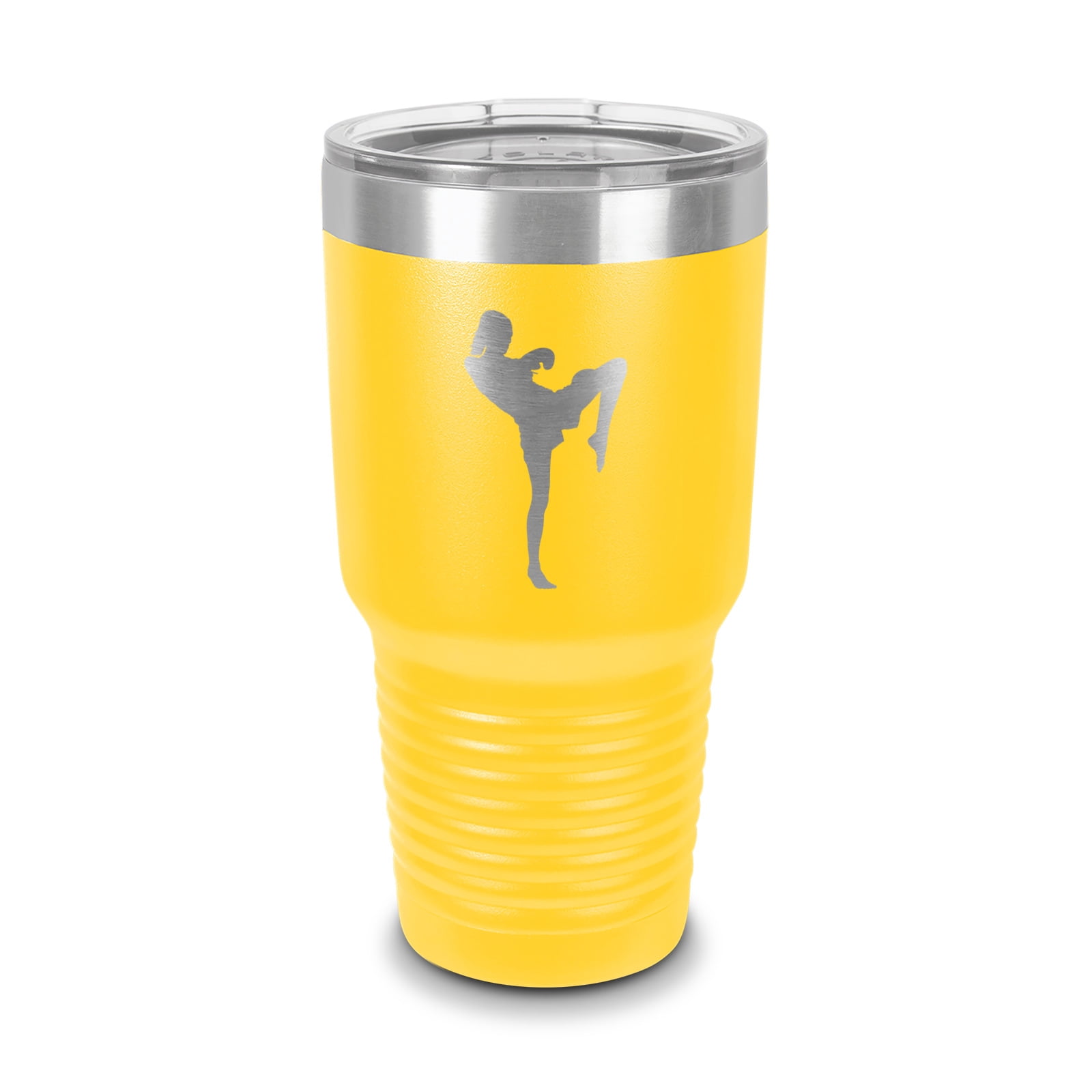 Girl Muay Thai Tumbler 30 oz - Laser Engraved w/ Clear Lid - Stainless ...