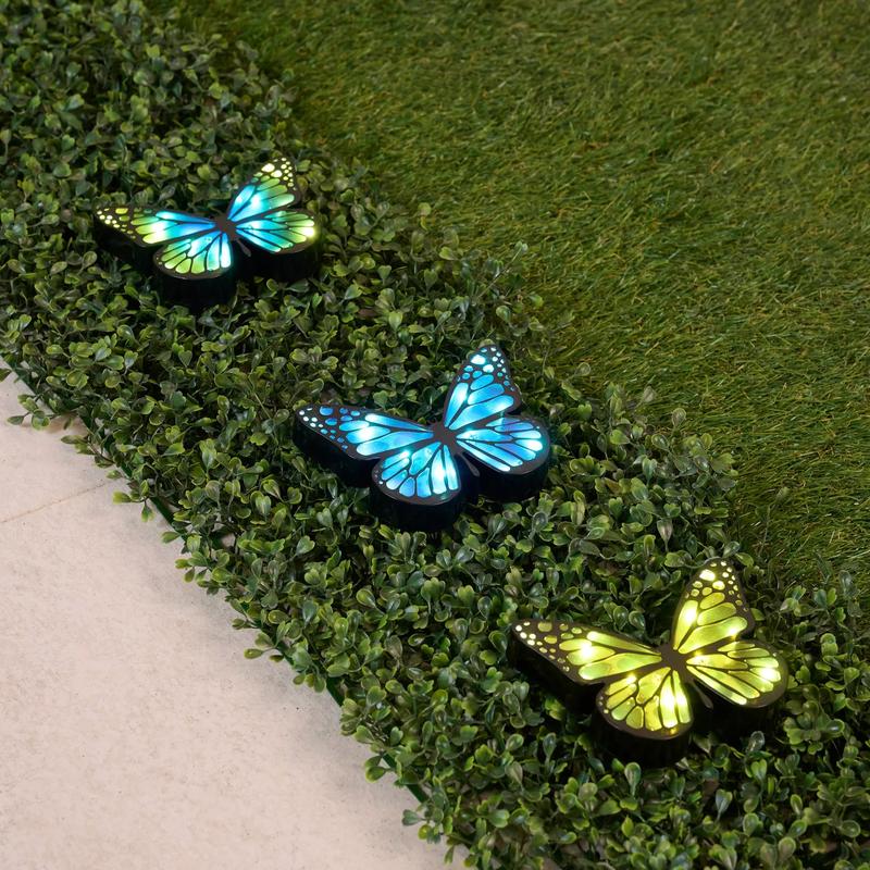Girl Next Door Set of 3 Solar Butterfly Pathway Lights - Walmart.com