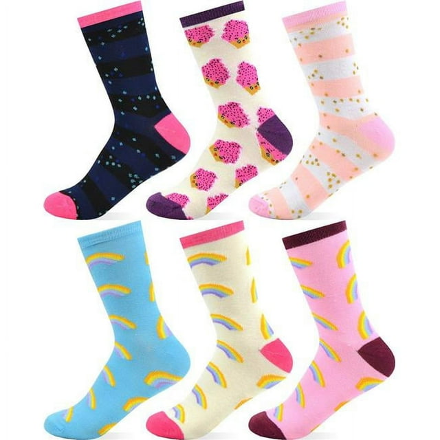 Girl Novelty Crew Socks, Assorted Color - Size 4-6 - Case of 120 ...