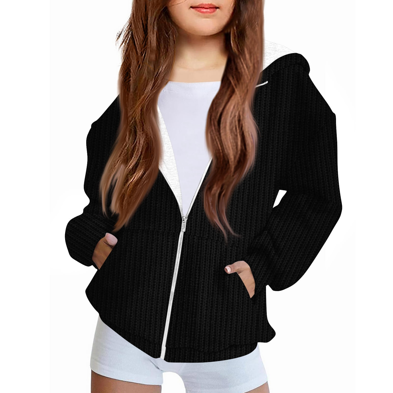 Girl Open Front Hoodie, A Stylish Alternative to a Full-Zip, Great for ...