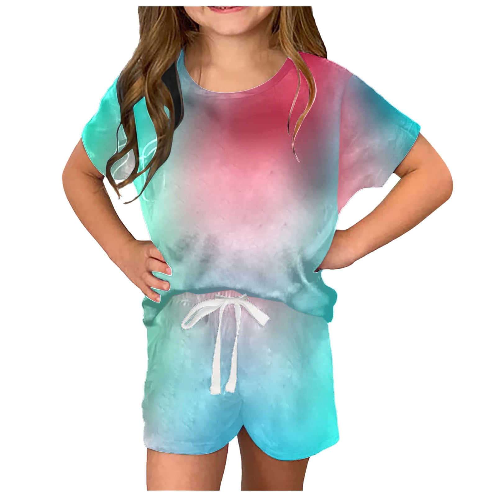 Girl Outfits 10/12 Girls Summer T Shirt And Shorts Set With Side ...