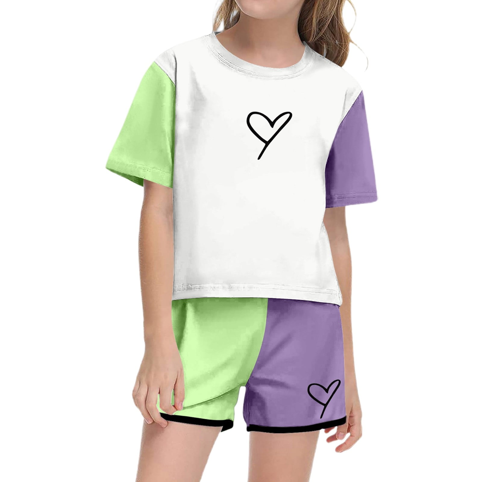 Girl Outfits Size 7-8 Shorts Sleeves Cute Summer Crop Tops and Shorts ...