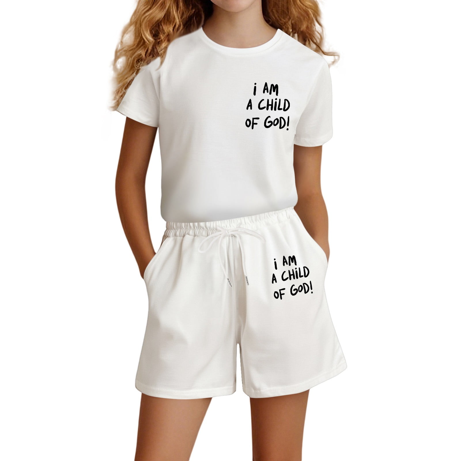 Girl Outfits Size 7-8 Shorts Sleeves Cute Summer Crop Tops and Shorts ...