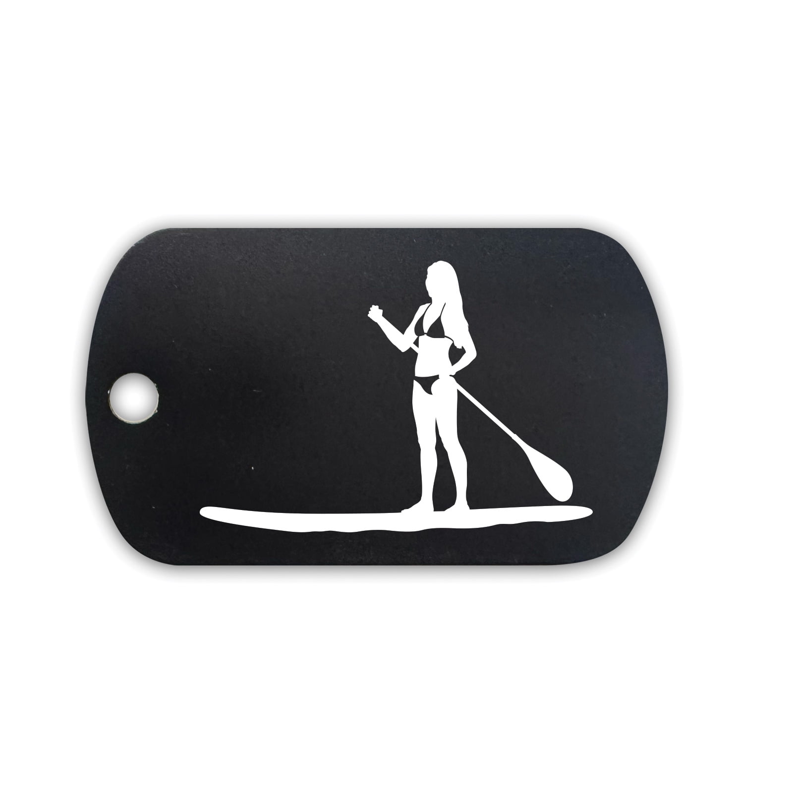 Girl Paddleboarding GI Dog Tag Aluminum Keychain surf paddle board ...