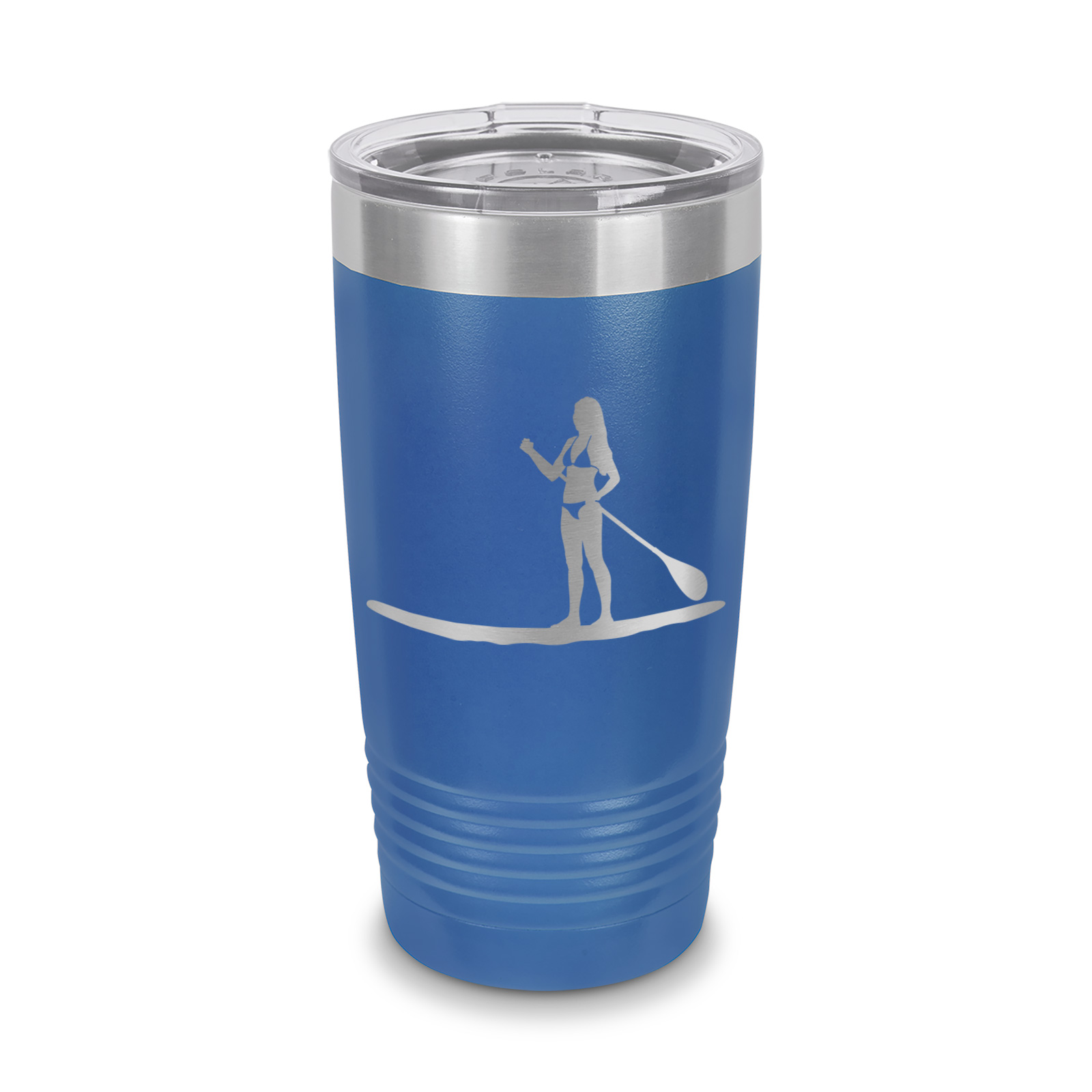 Girl Paddleboarding Tumbler 20 oz - Laser Engraved w/ Clear Lid ...