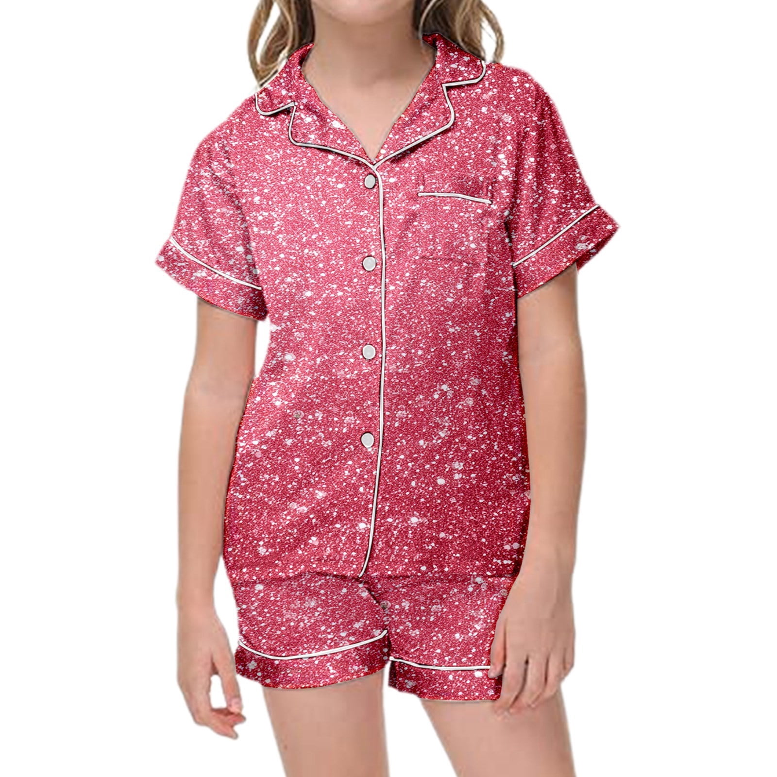 Girl Pajamas Classic Kids Toddler Girls Satin Pajama Set Short Sleeve ...