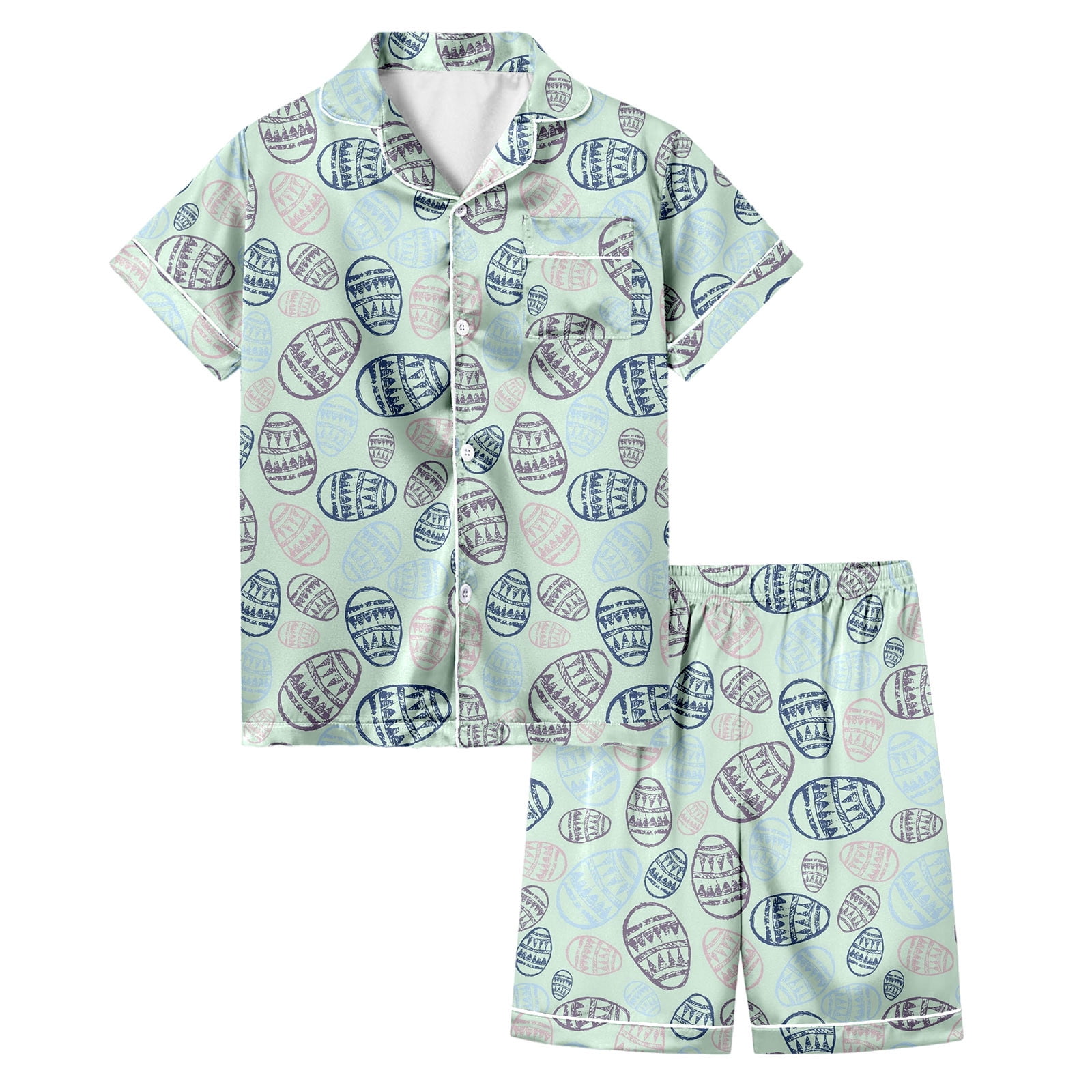 Girl Pajamas Easter Egg Painted Home Outfit Set With Colorful Pajamas ...