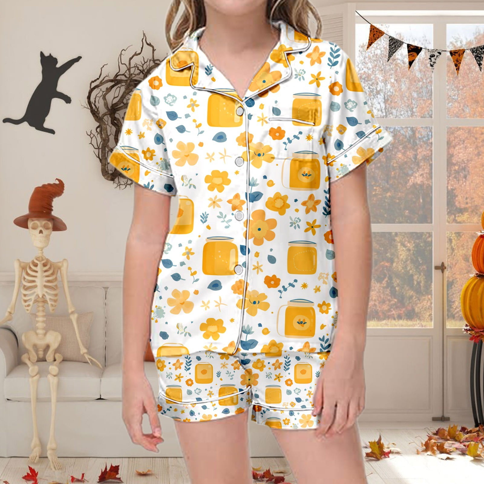 Girl Pajamas Kids Child Girls Summer World Bee Day Bee Printed Casual ...