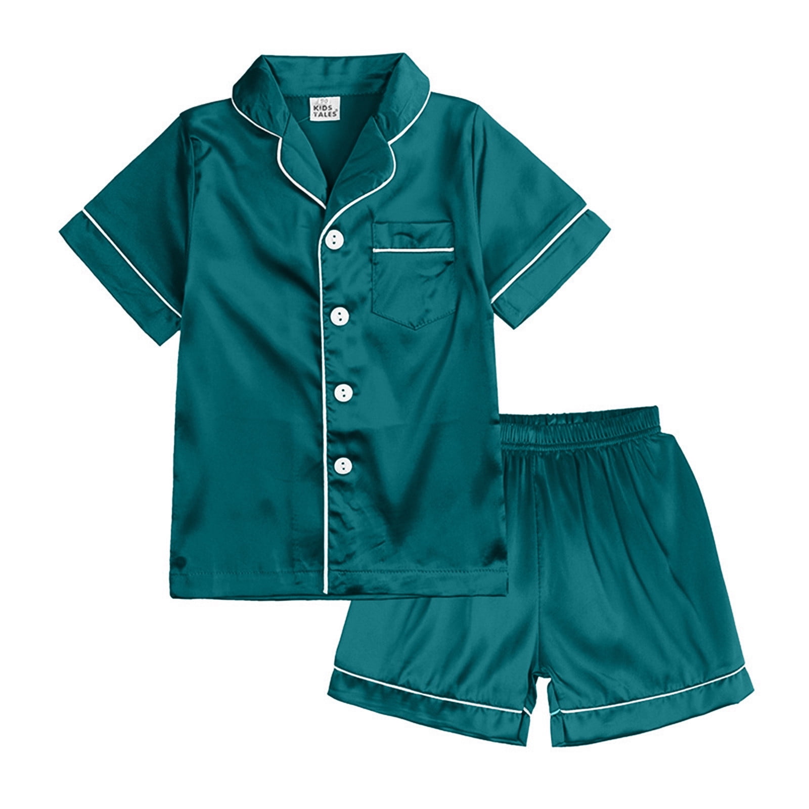 Girl Pajamas Size 8 163Pcs Short Sleeve Sleepwear Silk Button-Down Pjs ...