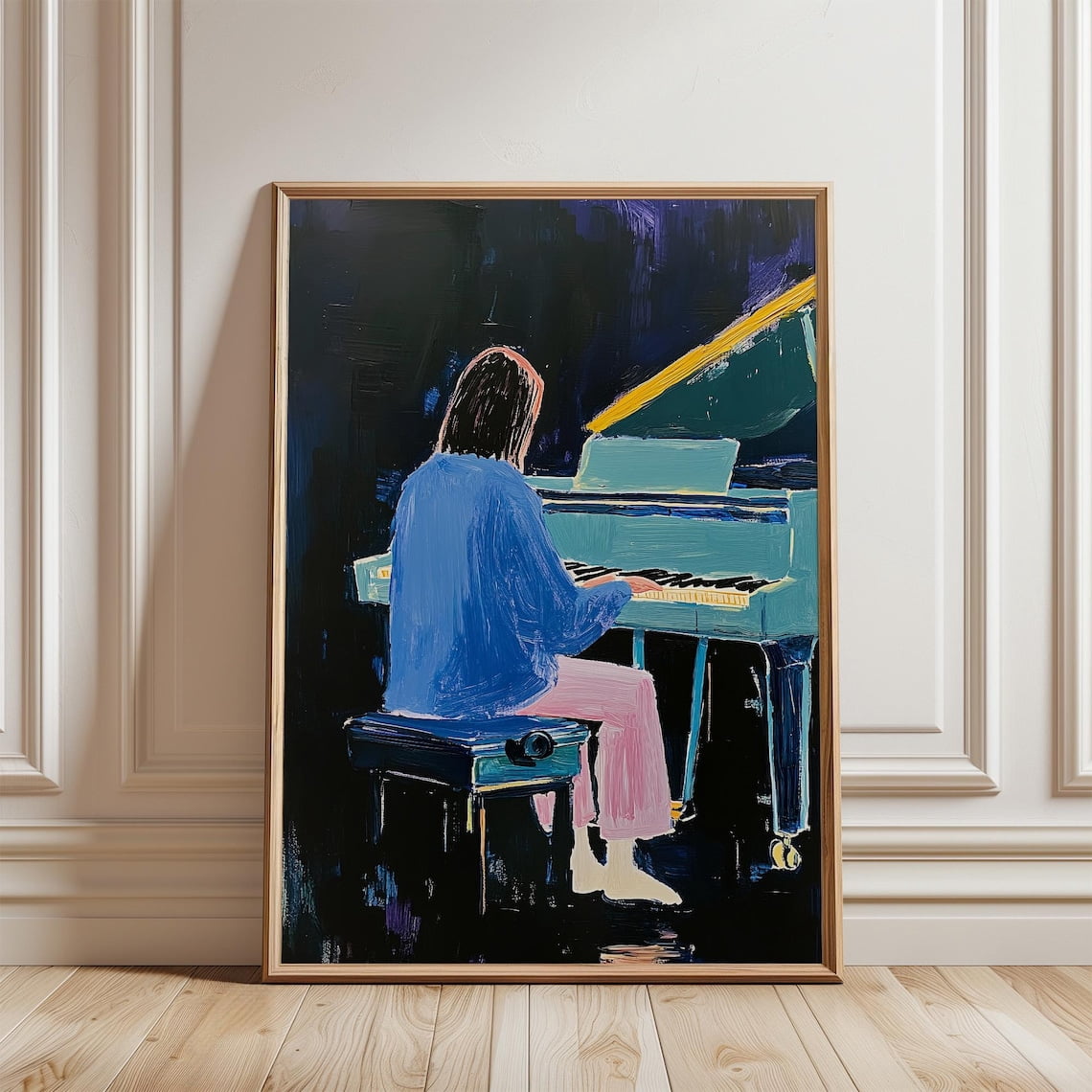 Girl Playing Piano Abstract Music Room Decor Musical Wall Art ...