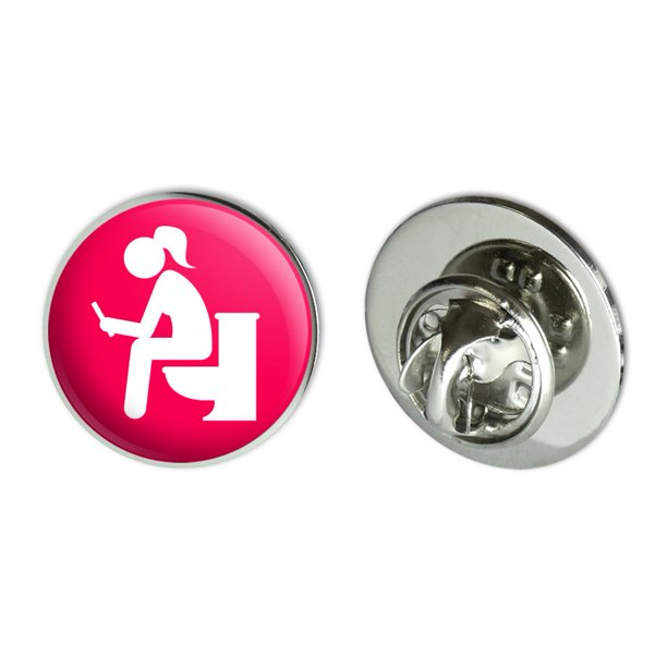 Girl Poop Pooping Sitting on Toilet Funny Metal 0.75" Lapel Hat Pin Tie ...