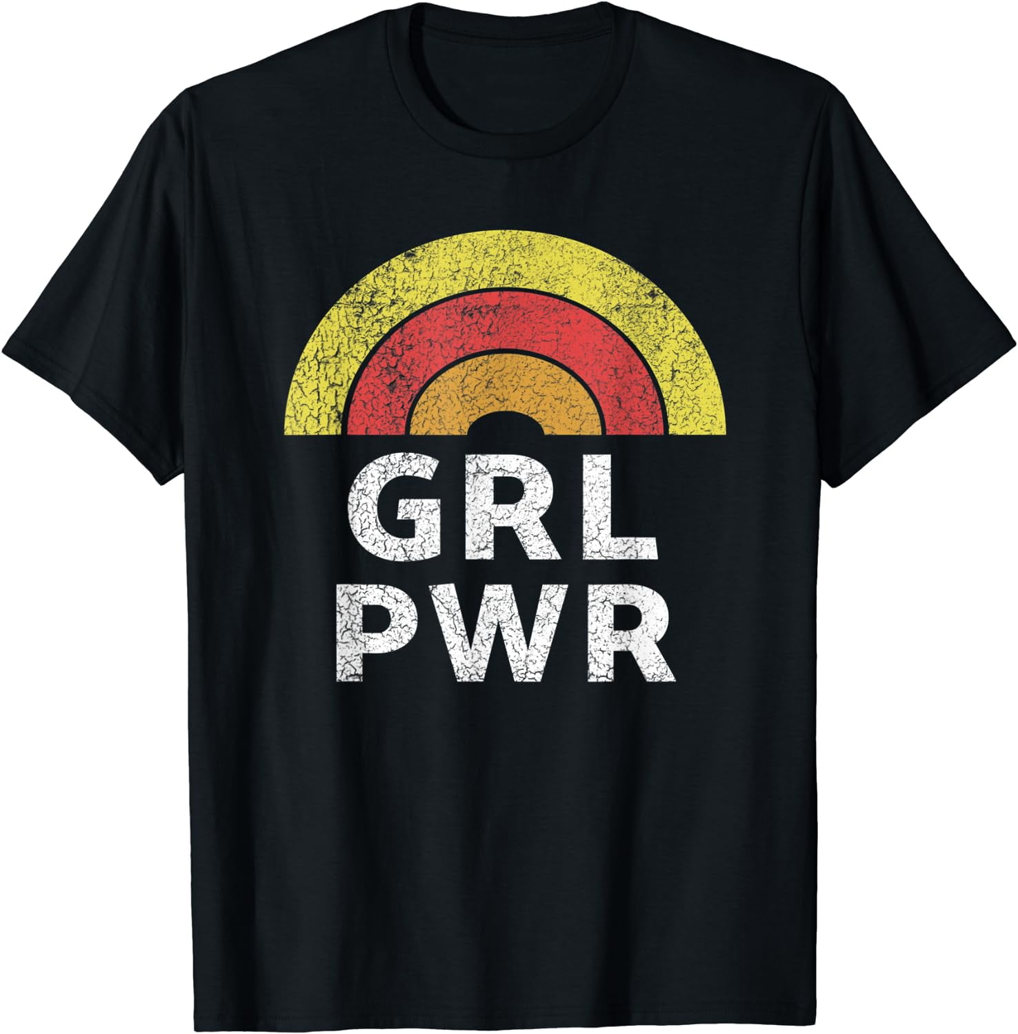 Girl Power Cute Happy Vintage Rainbow Feminist Woman GRL PWR T-Shirt ...
