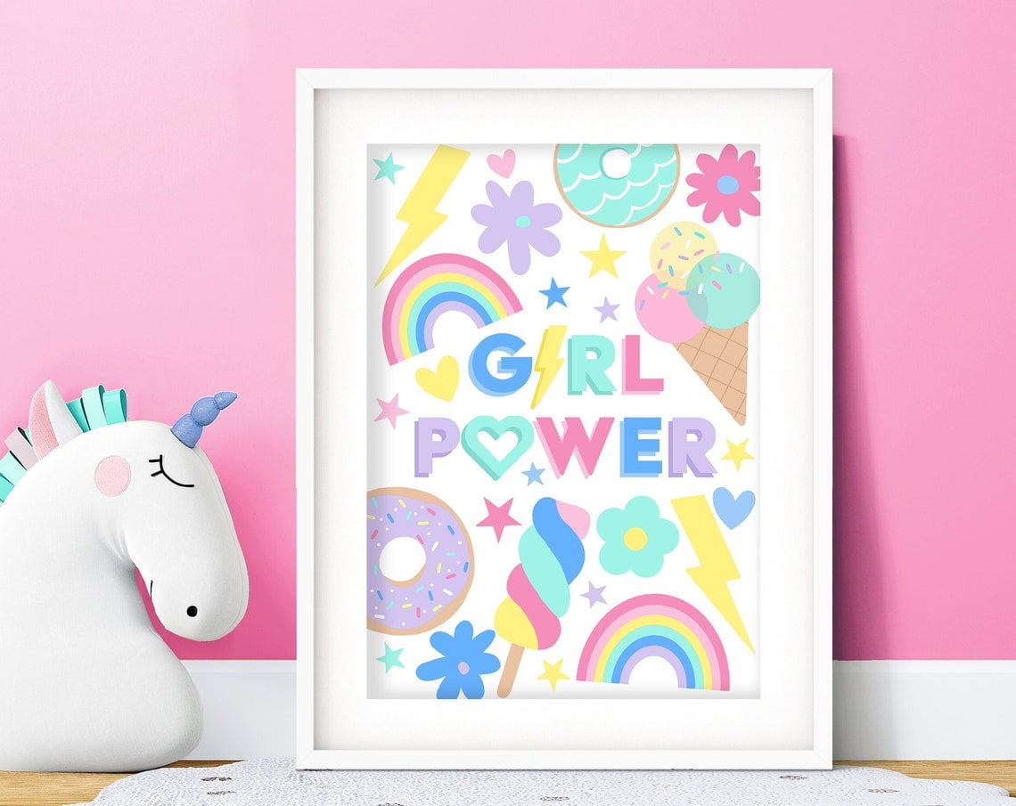 Girl Power - Cute Nursery Poster, Children'S Print, Colourful Kids ...
