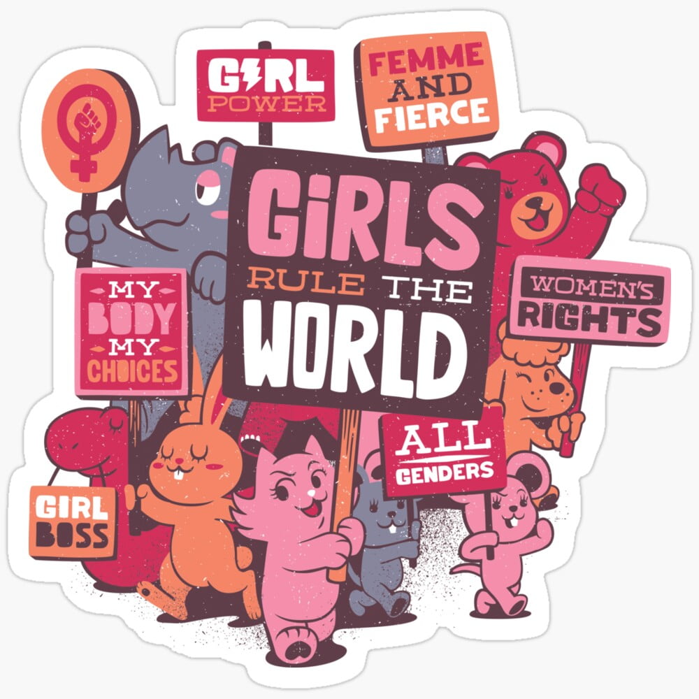 Girl Power Feminist Classic Sticker Phone Decal Water Bottle Stickers ...