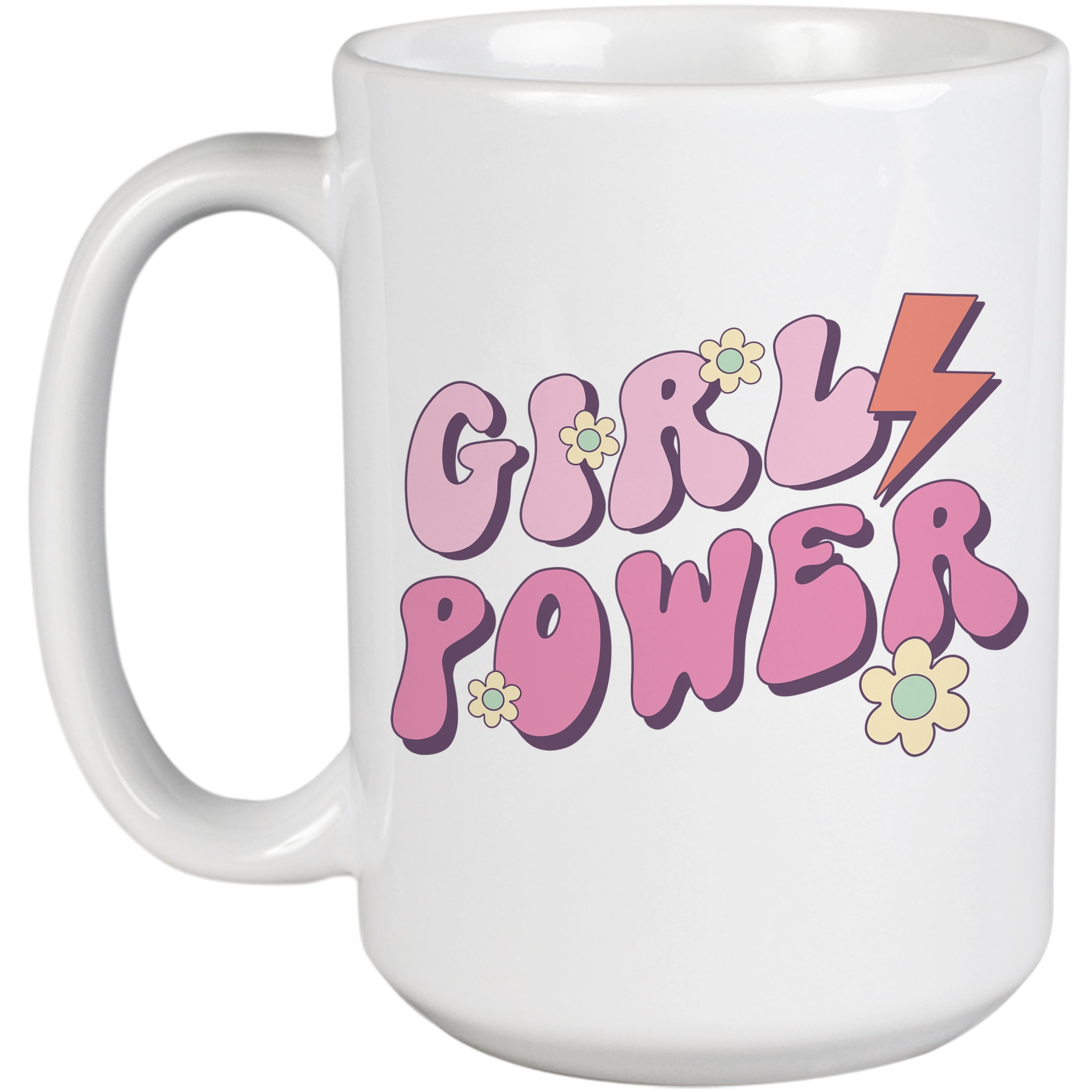 Girl Power, Retro Feminist Art Merch Gift, White 15oz Ceramic Mug ...