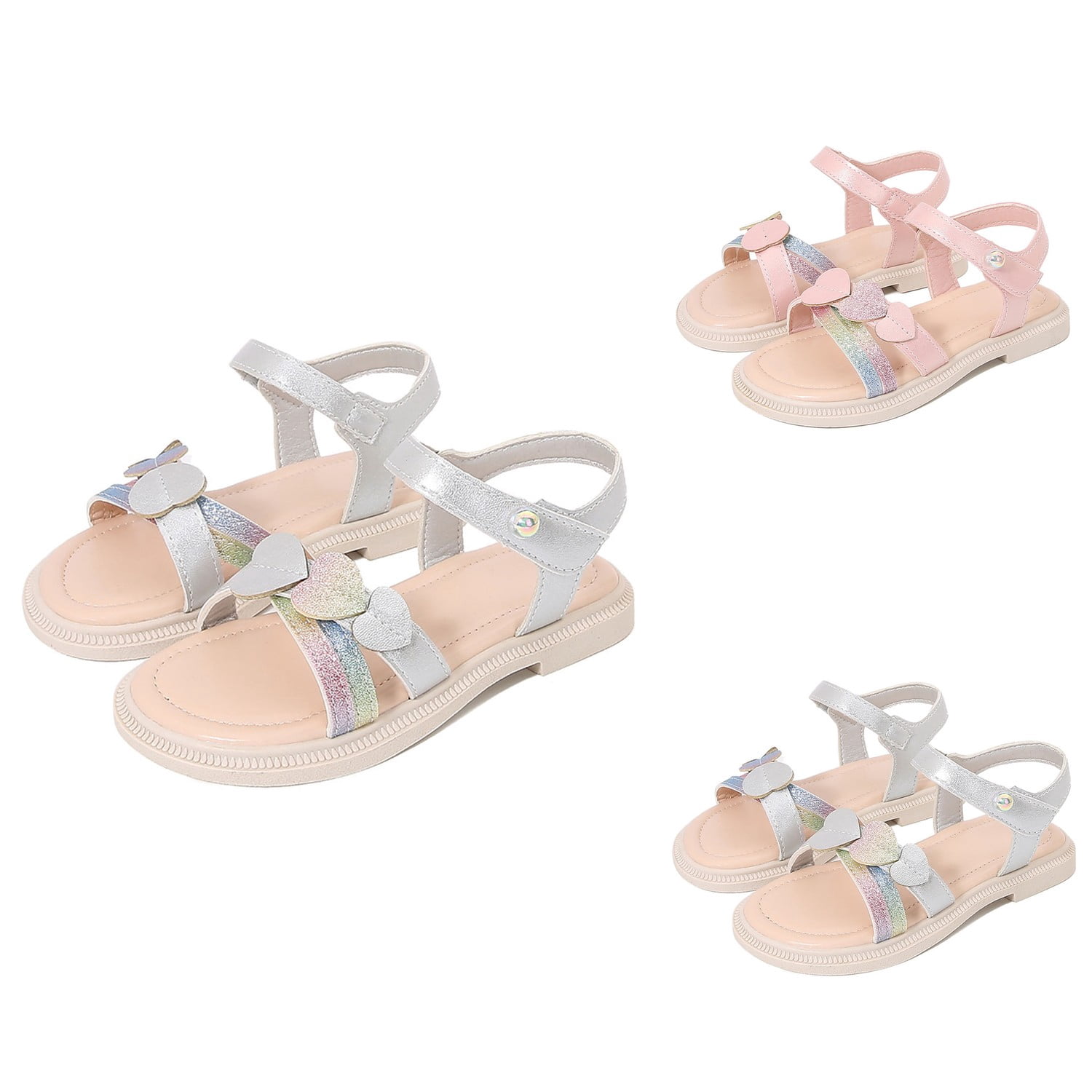 Girl Princess Rhinestone Slingback Sandals, Bohemian Flats with Ankle Elastic T-Strap, Open Toe ...