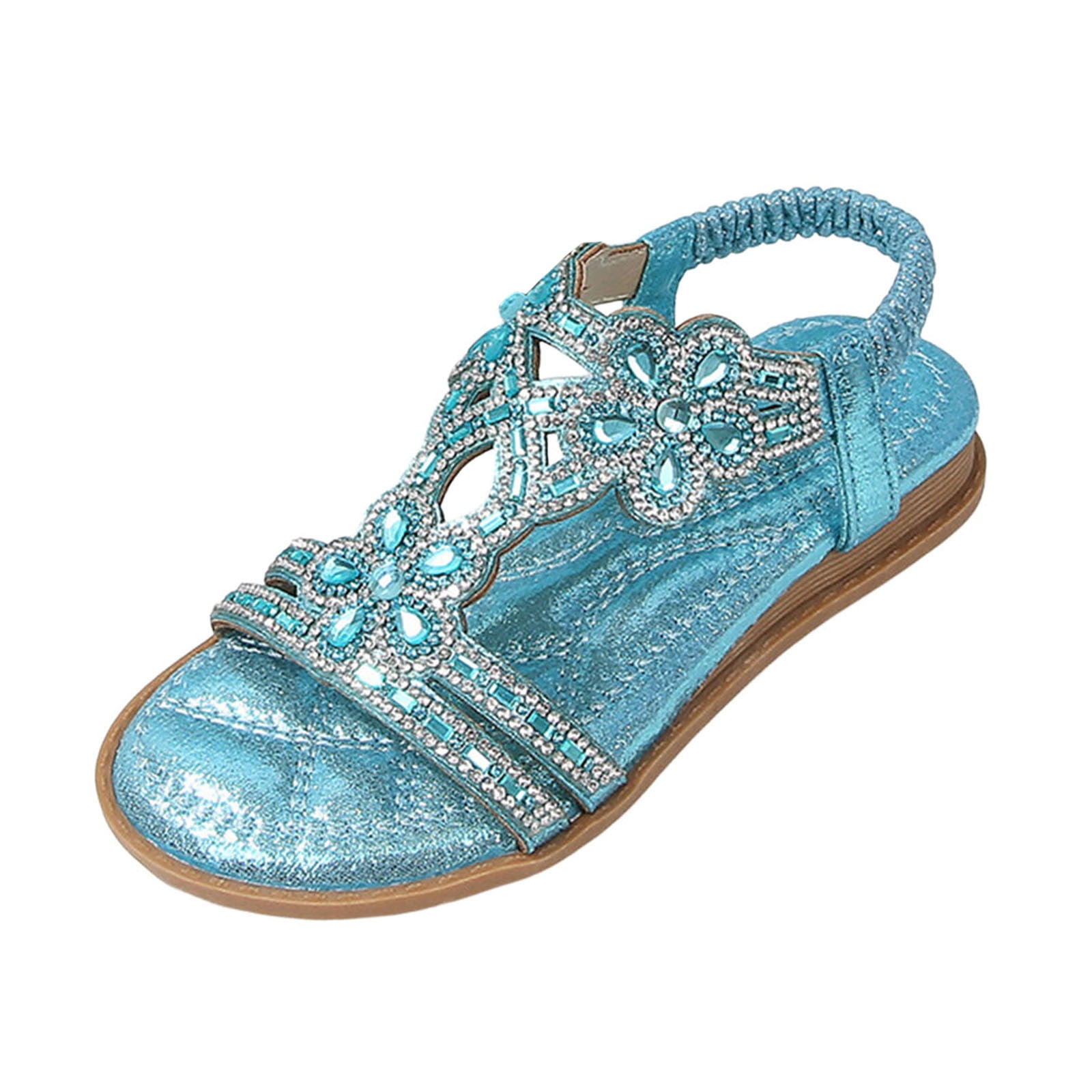Girl Princess Sandals Rhinestone Slingback Sandals Sandals Elastic ...