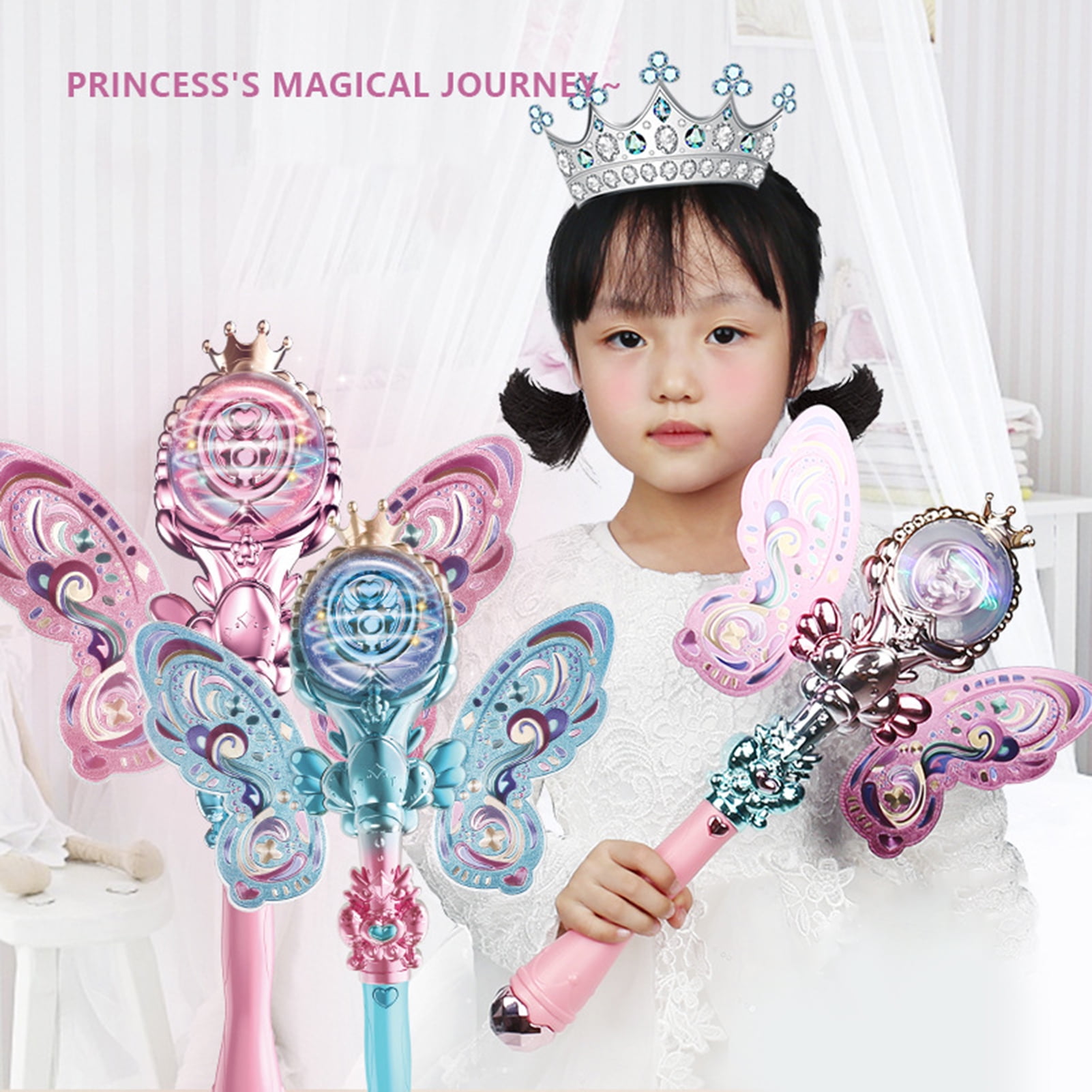 Girl Princess Wand Switchable Fancy Plastic Girls Kids Fairy Wand ...