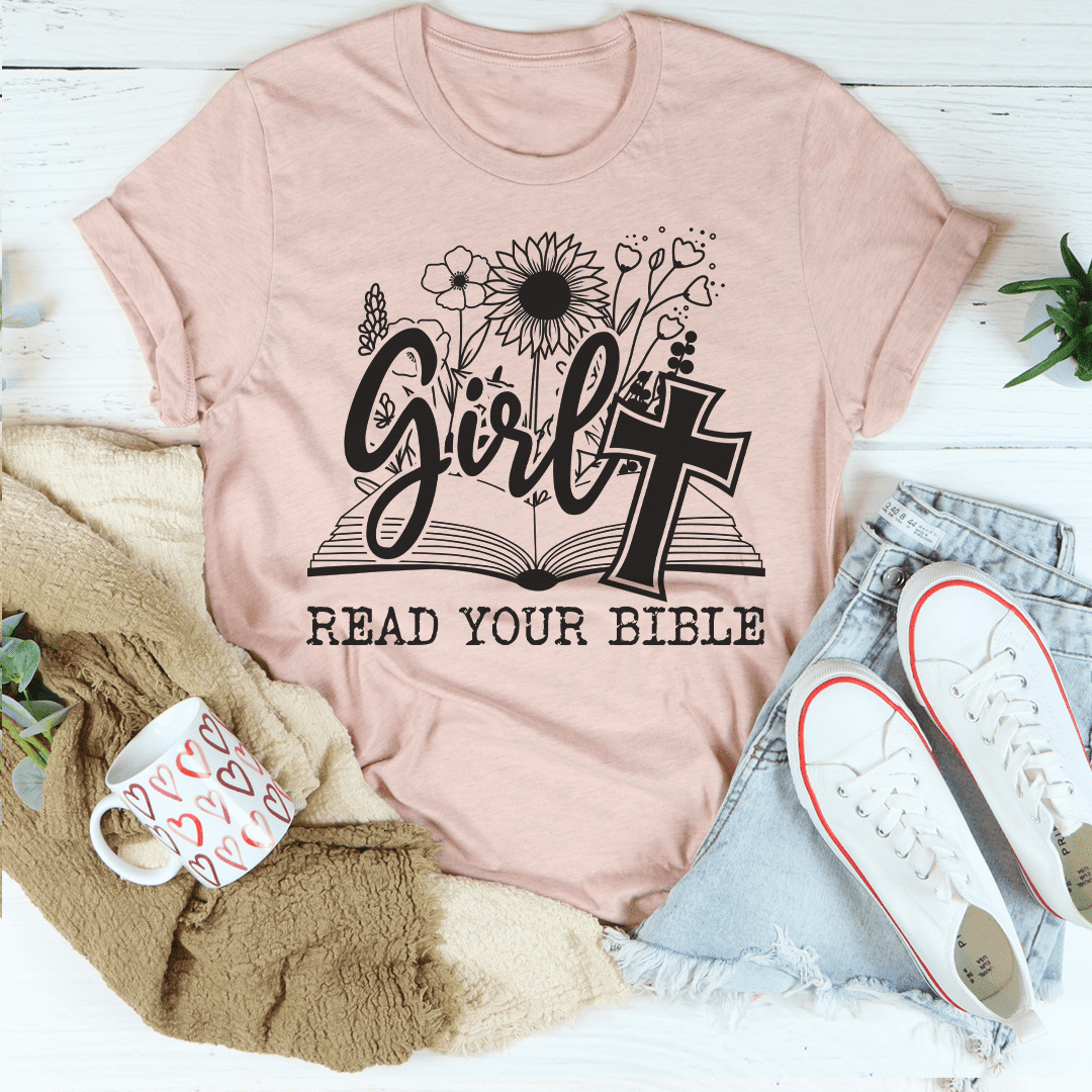 Girl Read Your Bible Tee Peachy Sunday T-Shirt - Walmart.com