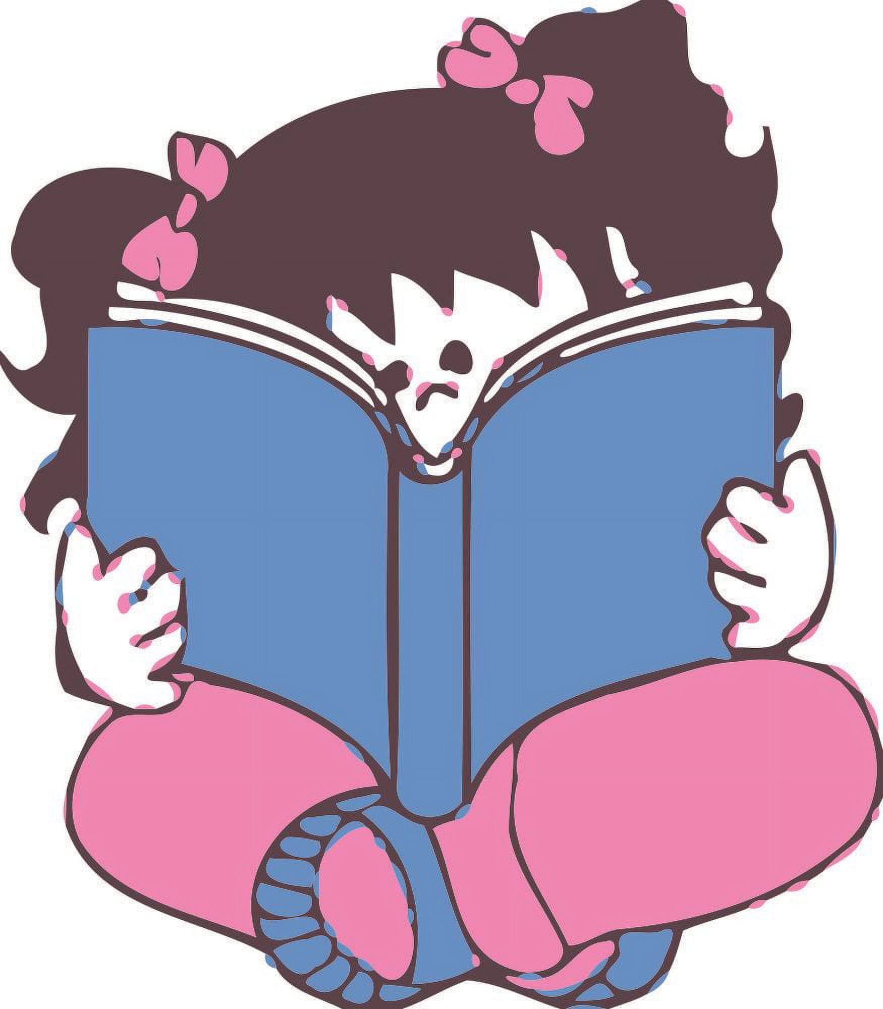 Girl Reading a Book Design School Wall Decals for Classroom Decoration ...