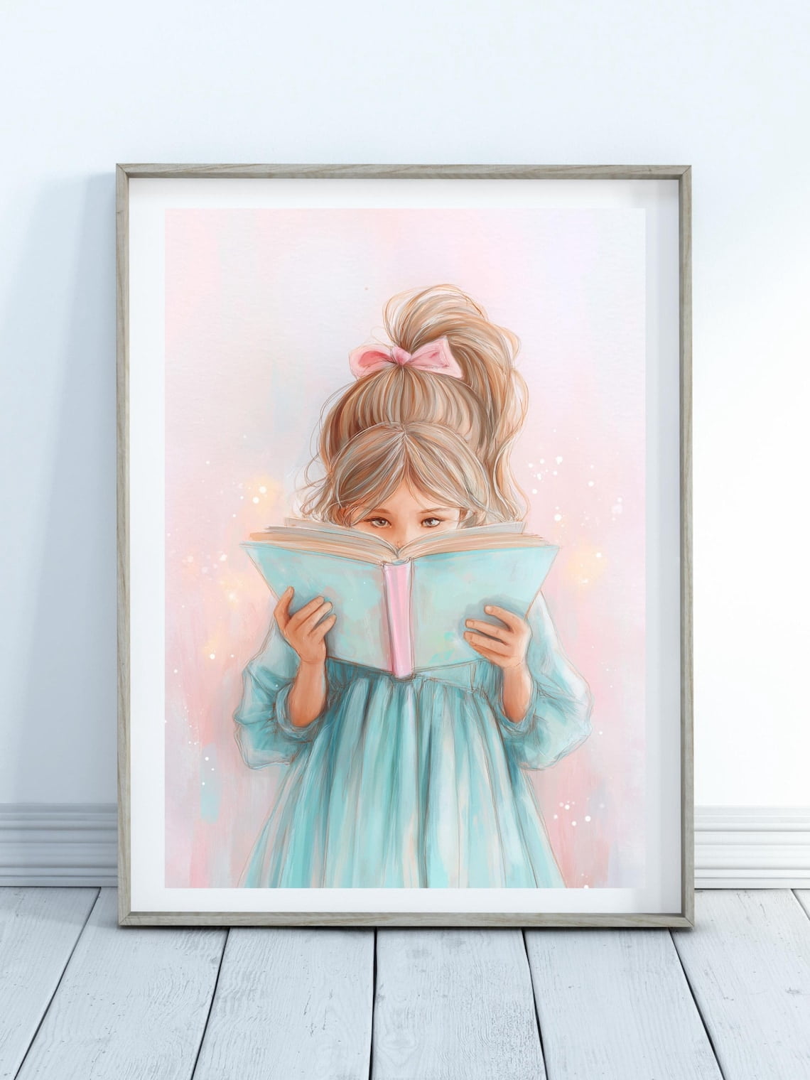 Girl Reading Pastel -Bookish Poster, Girls Room Wall Art, Girls ...