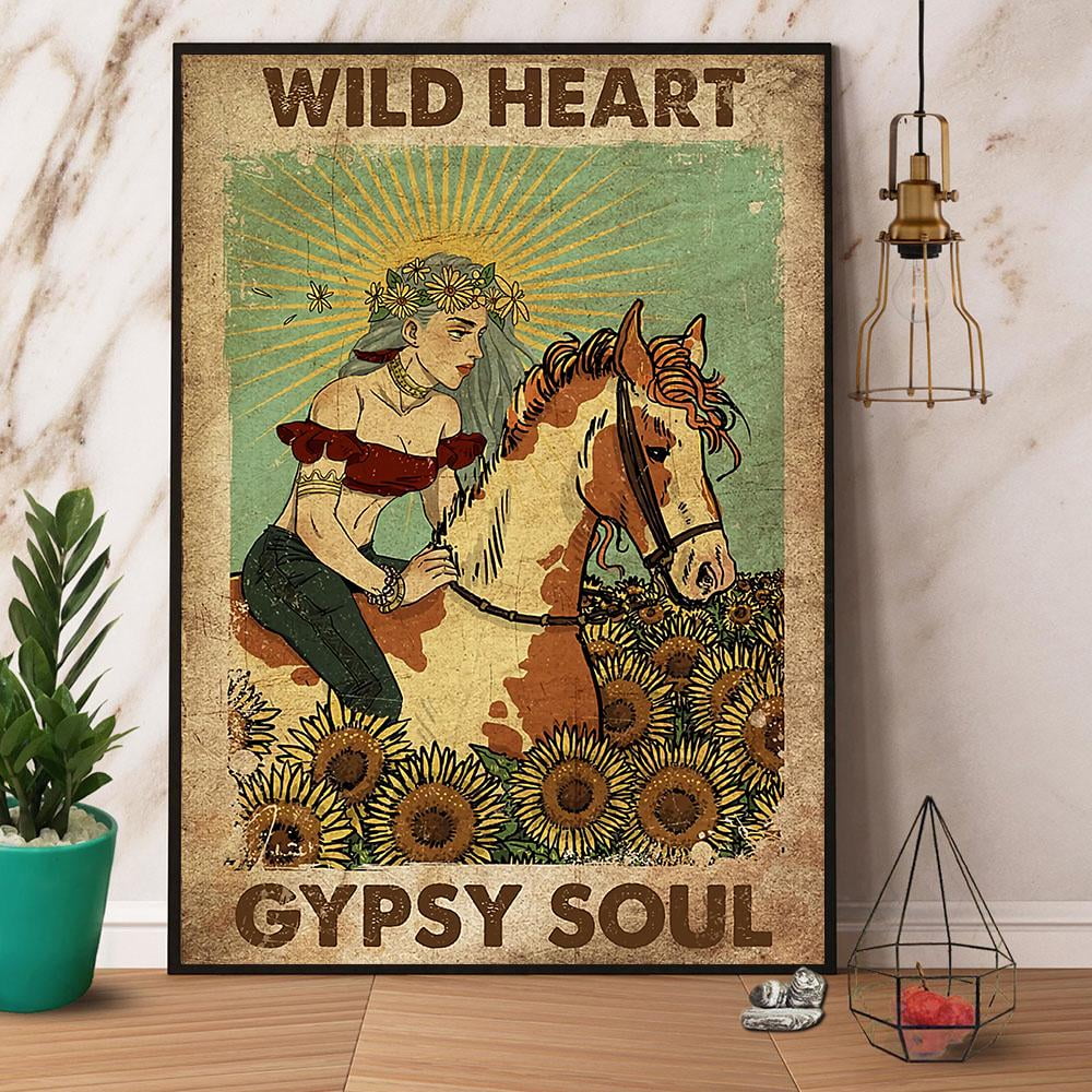 Girl Riding Horse Wild Heart Gypsy Soul Paper Poster No Frame Matte ...