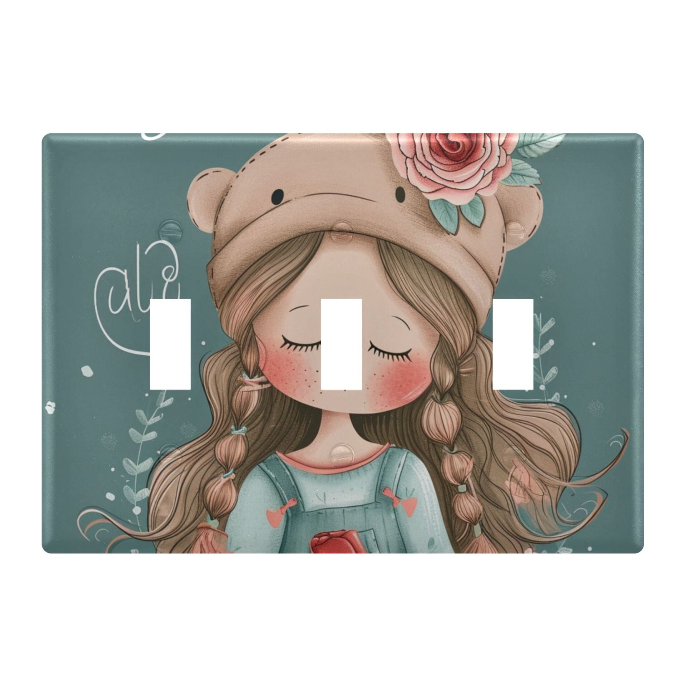 Girl Rose Flowers Light Switch Plate Covers 3 Gang Wall Plate Plastics ...