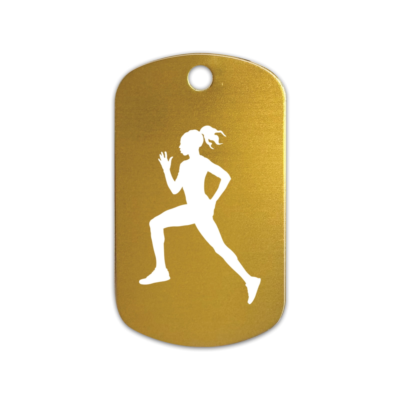 Girl Runner GI Dog Tag Aluminum Keychain woman marathon half cross ...