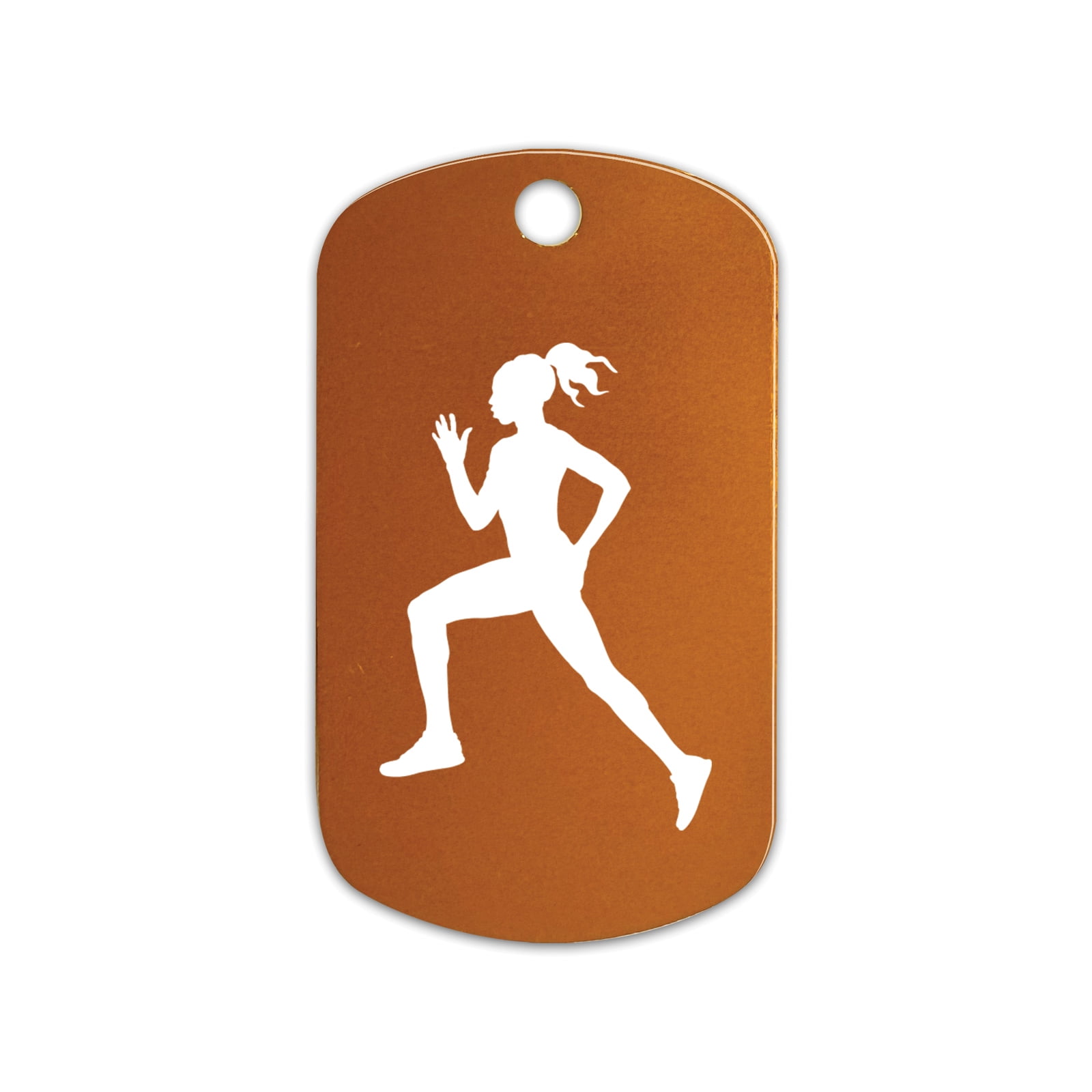 Girl Runner GI Dog Tag Aluminum Keychain woman marathon half cross ...