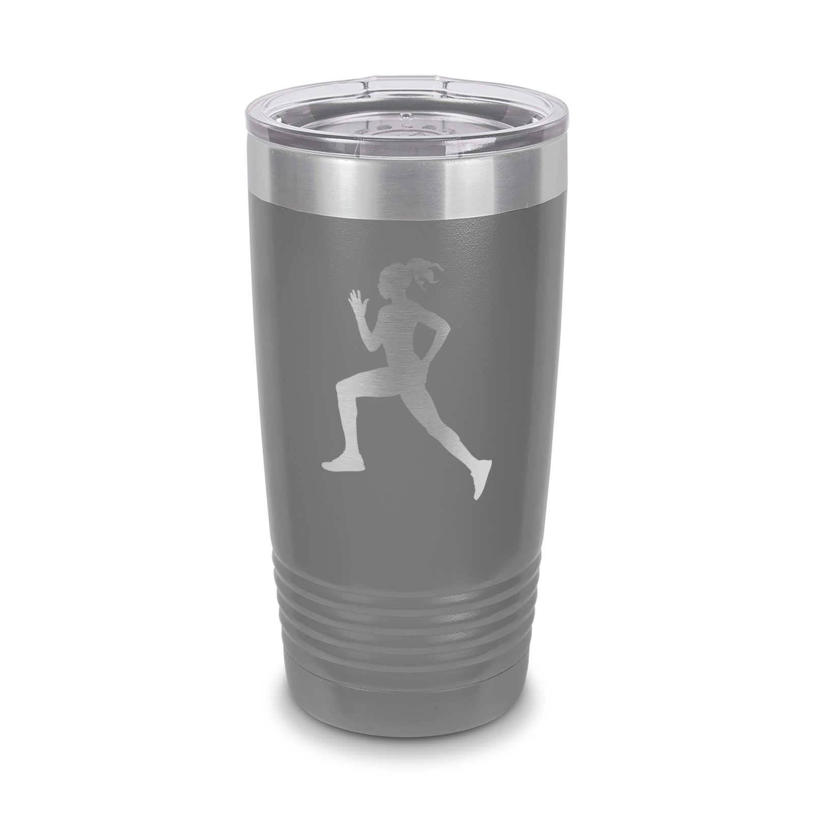 Girl Runner Tumbler 20 oz - Laser Engraved w/ Clear Lid - Stainless ...
