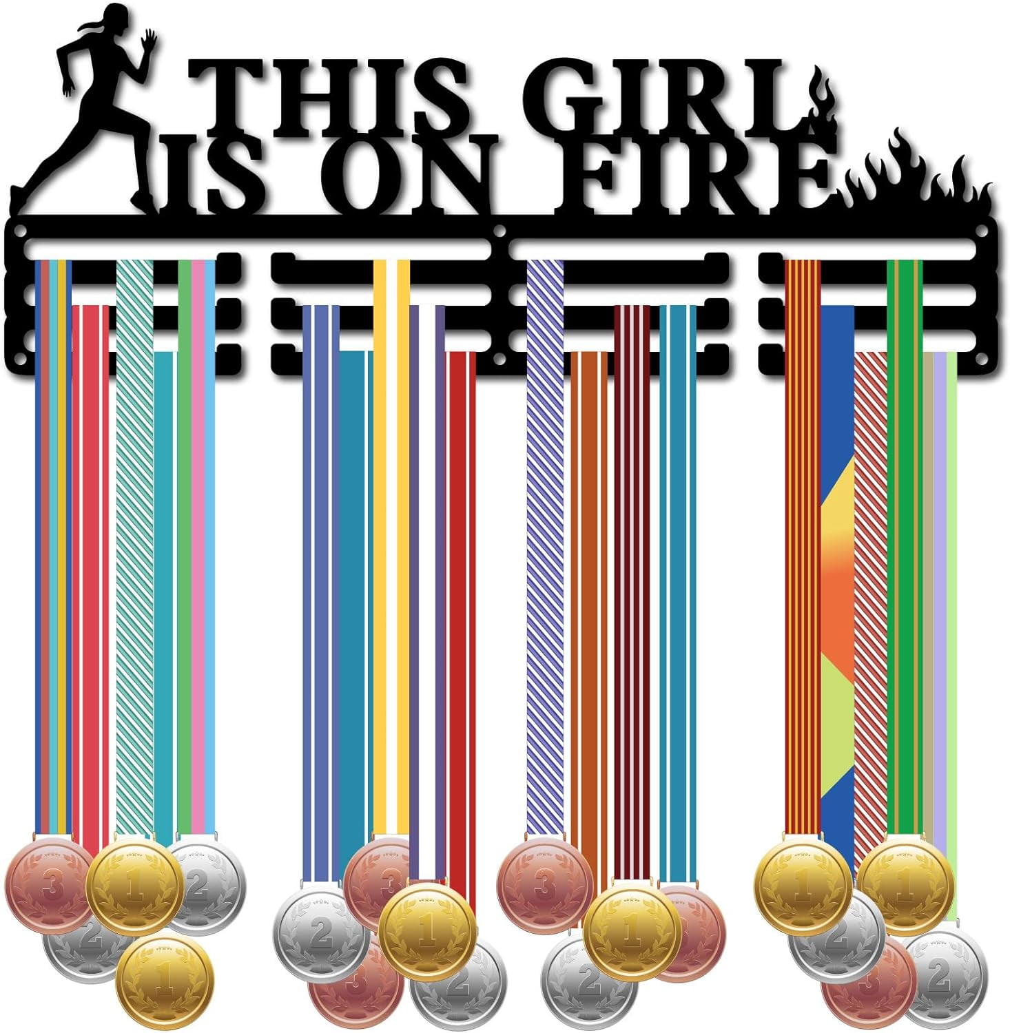 Girl Running Medal Holder Runner Medal Hanger Display Sports Iron Rack ...