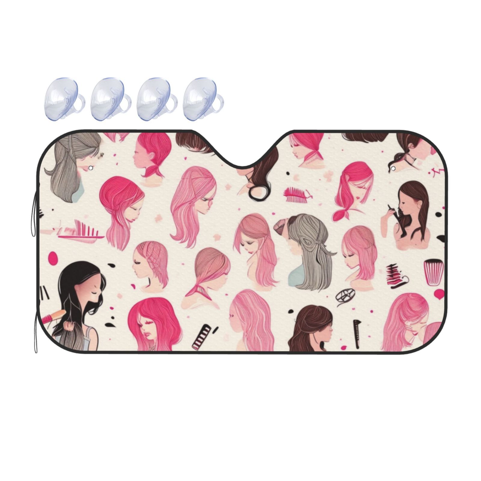 Girl Salon Pink Design Car Windshield Sun Shade Sun Reflector Sunshade ...