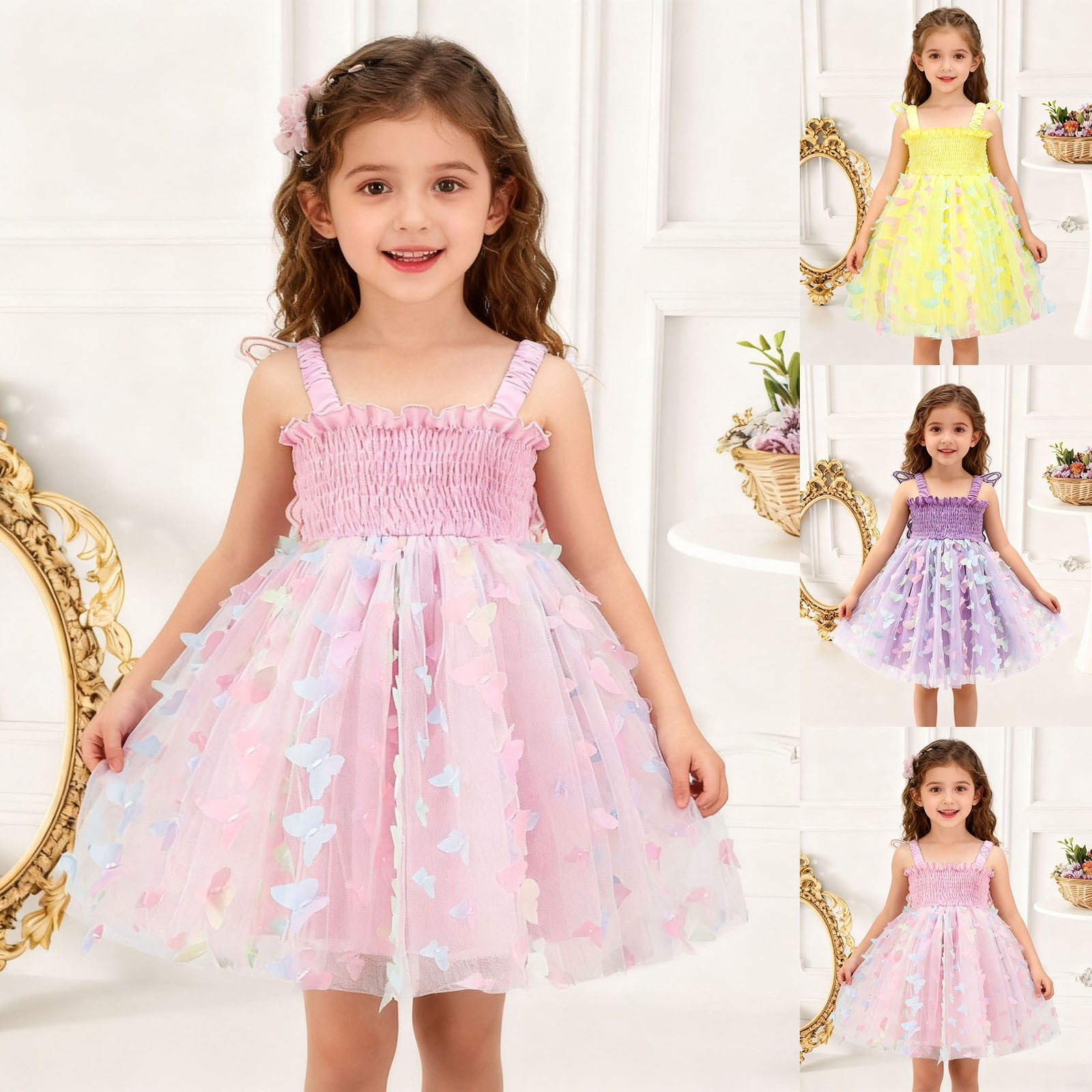 Girl Satin Flower Communion Dress Sleeveless Formal Birthday Party ...