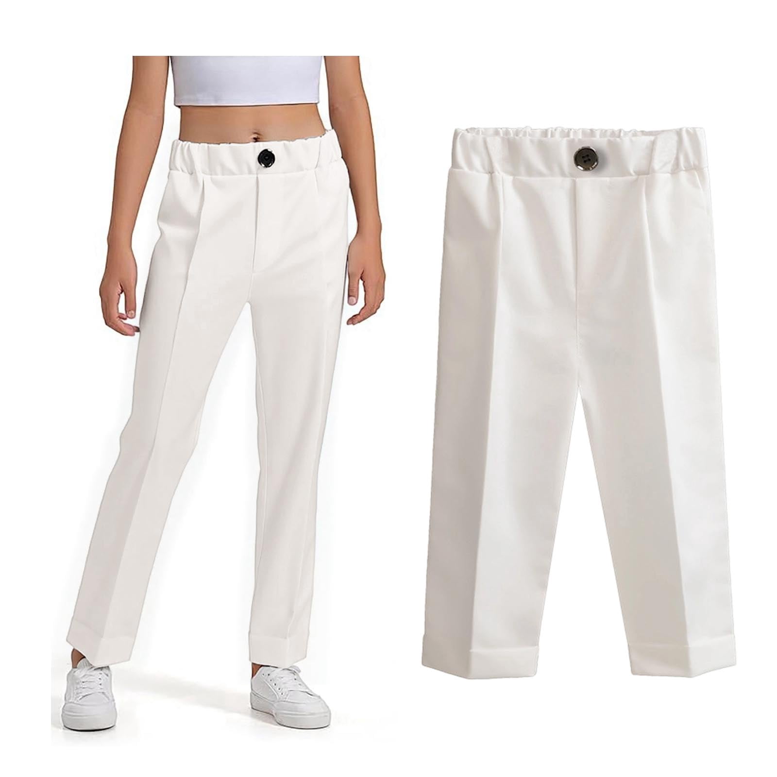 Girl School Uniform Pants Dress Pants Adjustable Waist Straight Pants ...