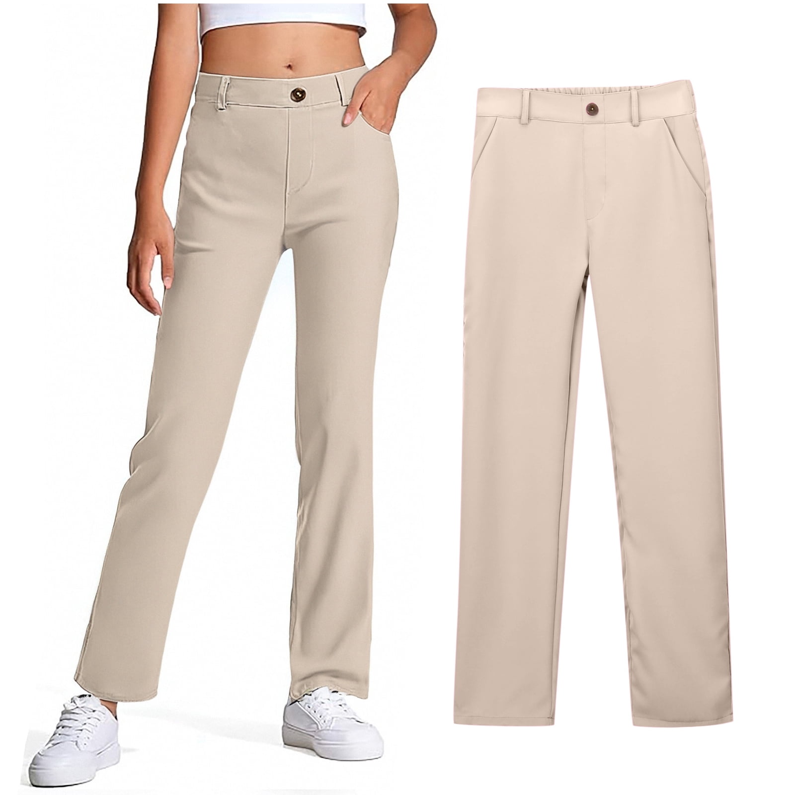 Girl School Uniform Pants Skinny Fit Kids Dress Pants with Pockets ...
