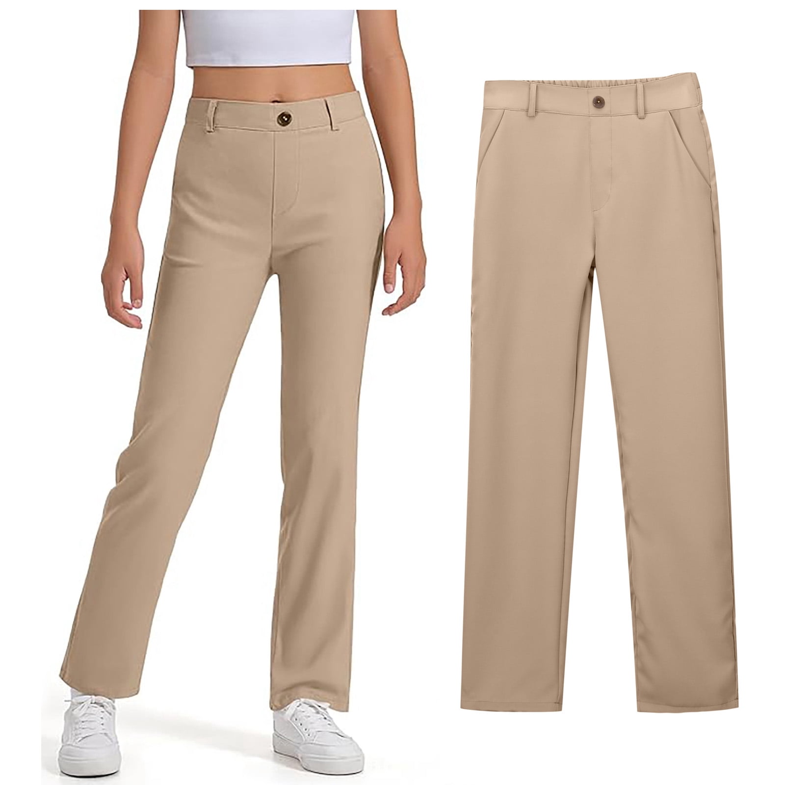 Girl School Uniform Pants Skinny Fit Kids Dress Pants with Pockets ...