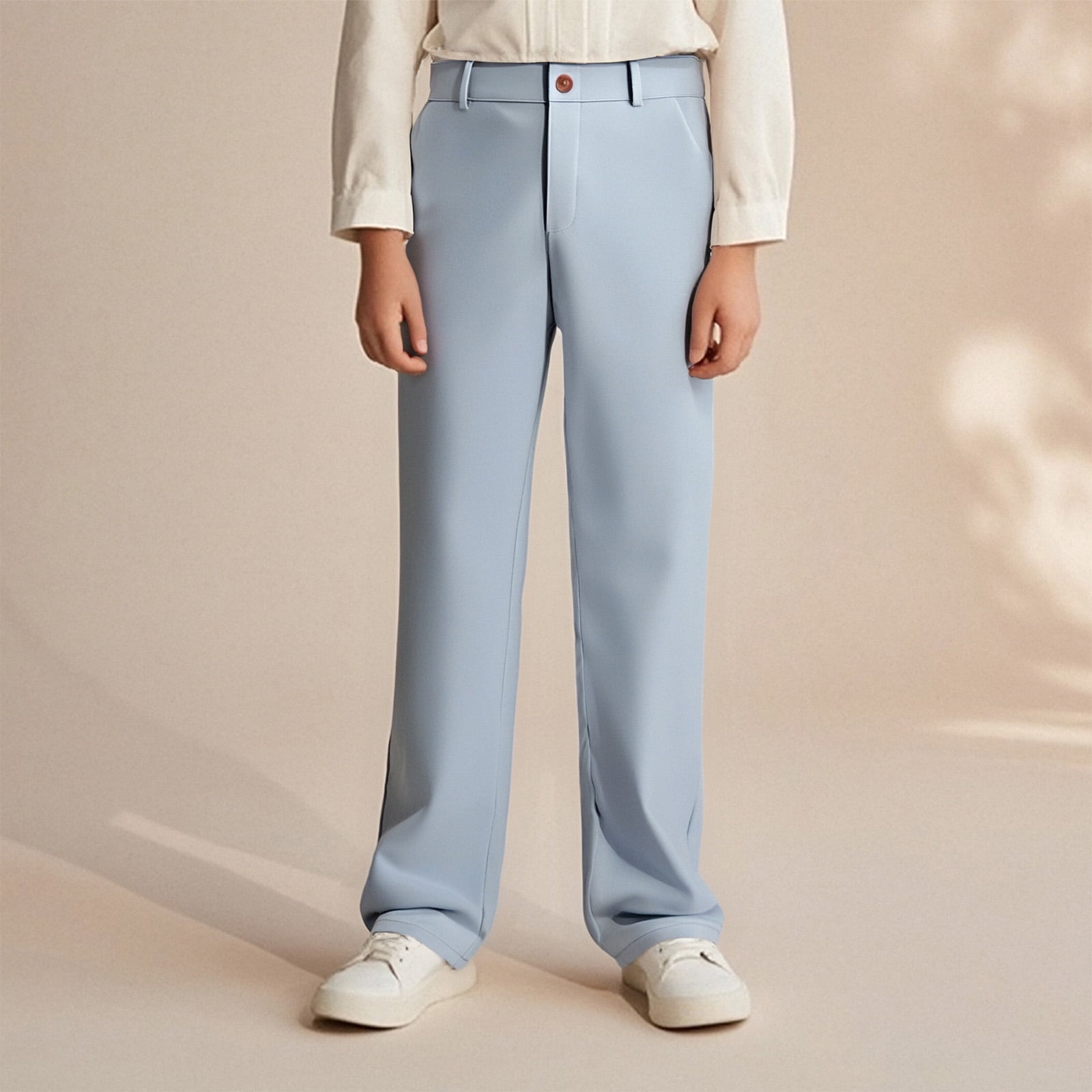 Girl School Uniform Pants Skinny Fit Stretch Pants with Pockets ...