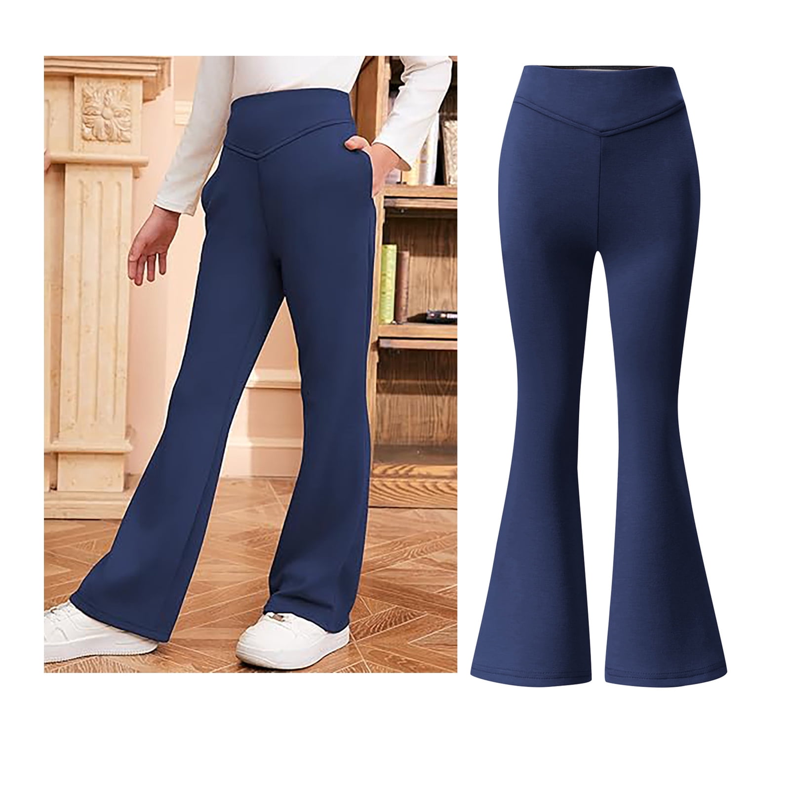 Girl School Uniform Pants Skinny Pants Kids Dress Pants with Pockets ...