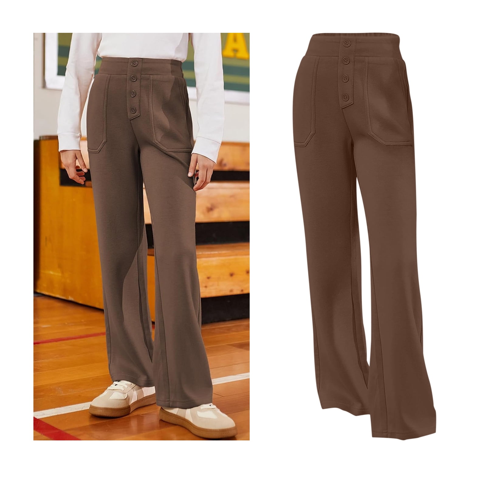 Girl School Uniform Pants Skinny Pants Kids Dress Pants with Pockets ...