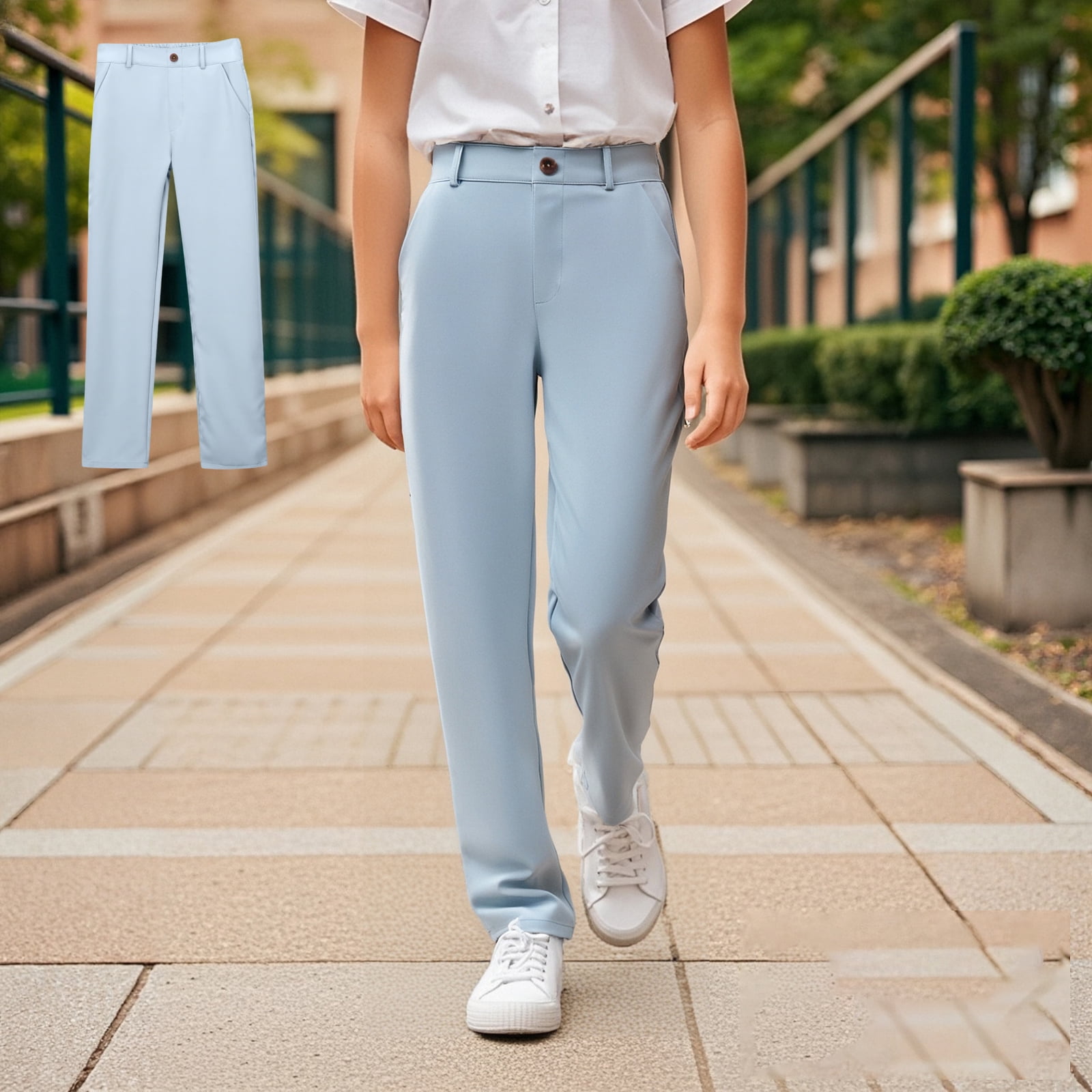 Girl School Uniform Pants Skinny Pants Stretch Pants with Pockets ...