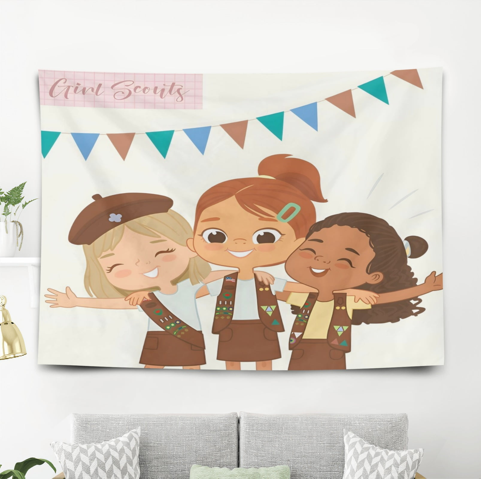 Girl Scout Pattern Wall Hanging 50*60 Inches High-Quality Peach Skin ...