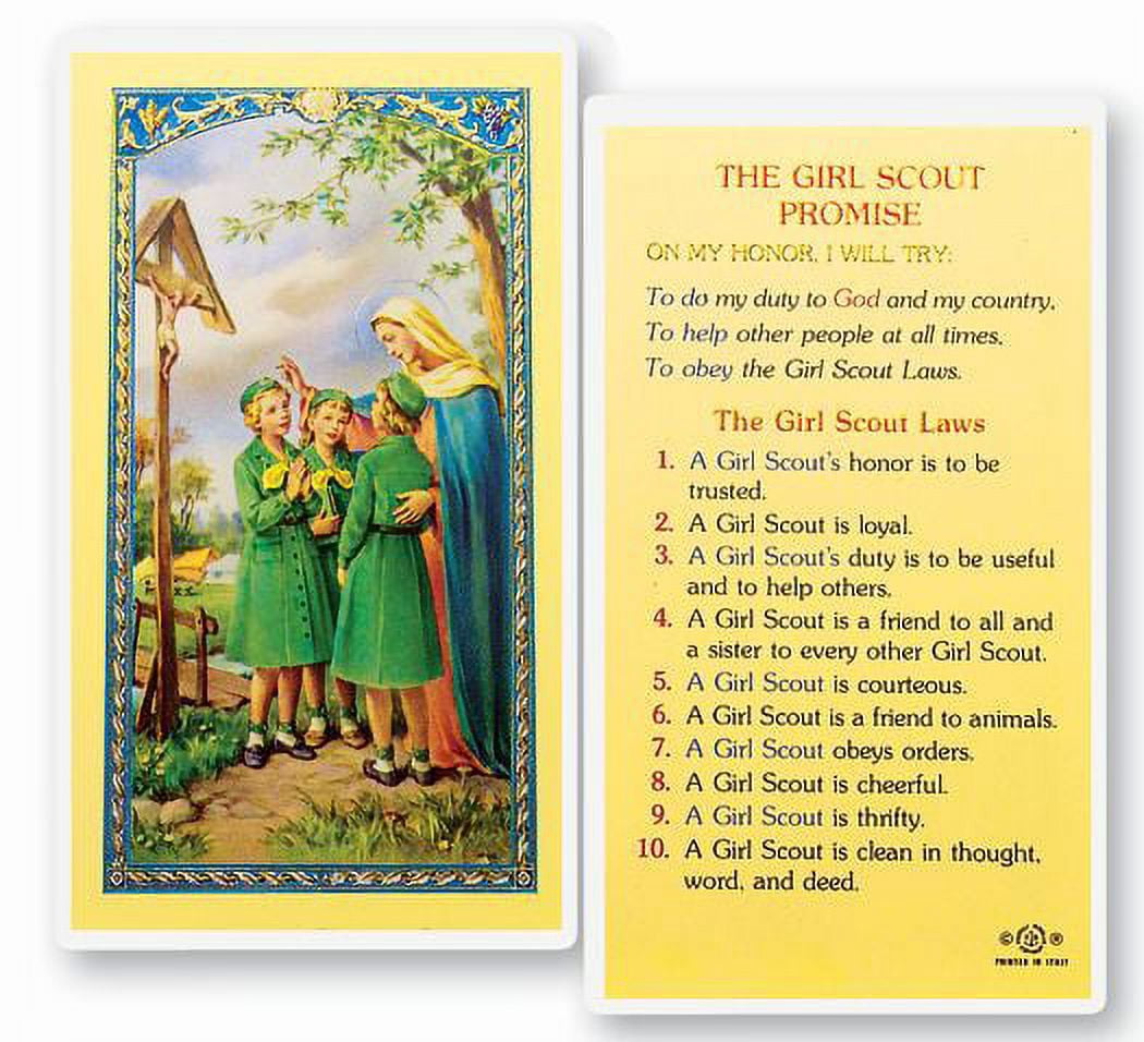 Girl Scout Promise Laminated Catholic Prayer Holy Card with Prayer on ...