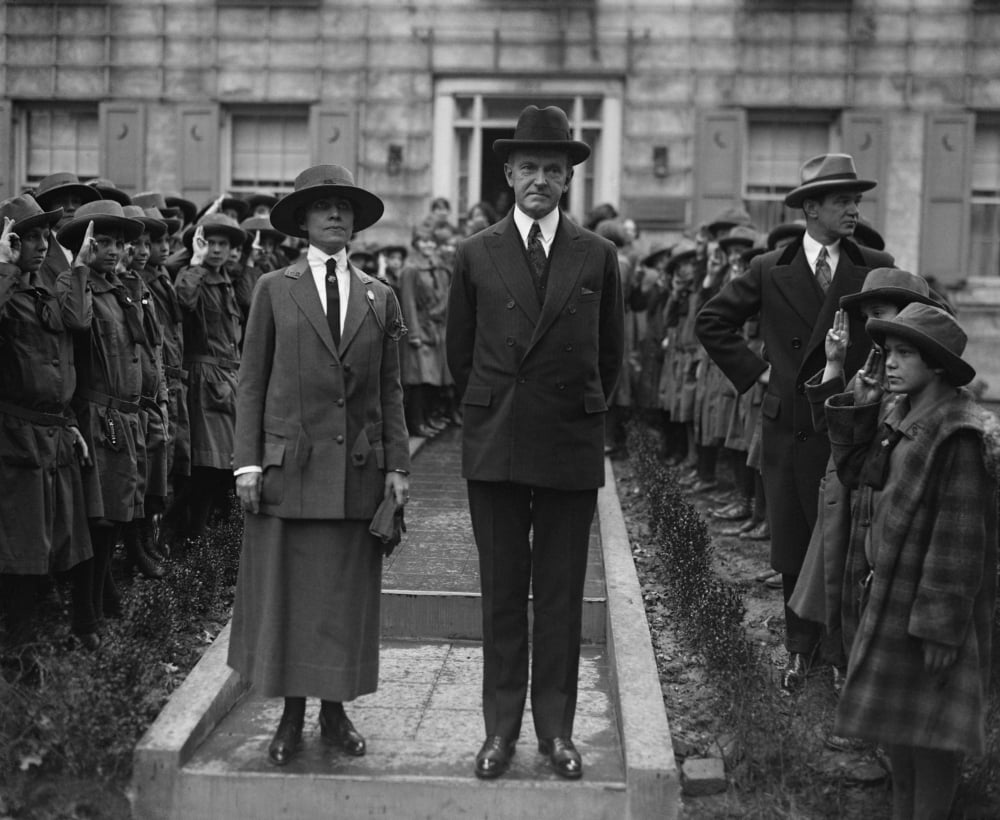 Girl Scouts Salute President Calvin Coolidge And Grace Coolidge At The ...