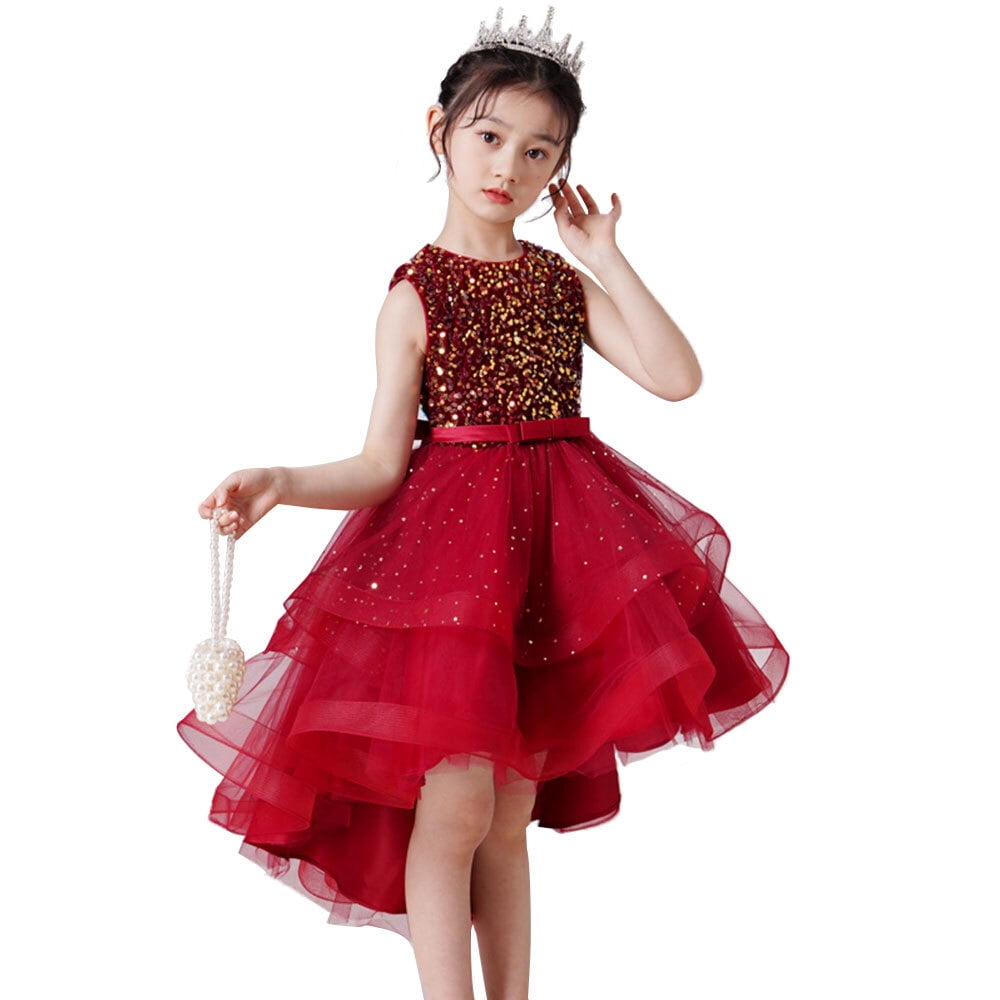 Girl Sequin Tulle Wedding Party Dress Bridesmaid Birthday Pageant Ball ...