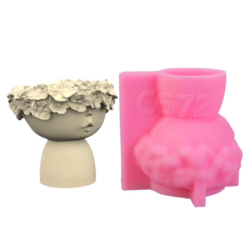 Girl Shape Silicone for Flower Pots Vase Mold Concrete Cement Epoxy ...