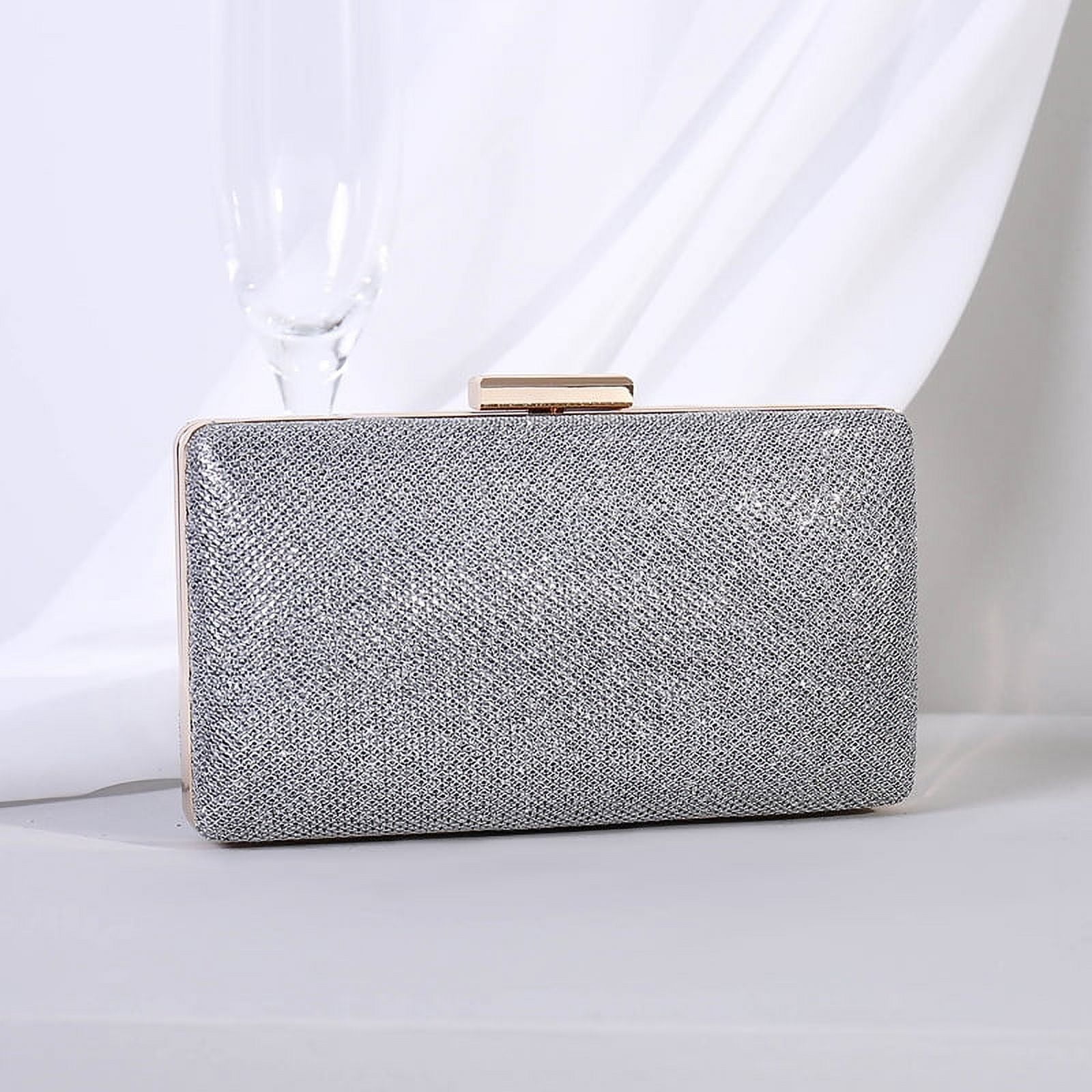Girl Shiny Silver Fold Clutch Bag, Women's Silver Shiny Evening ...