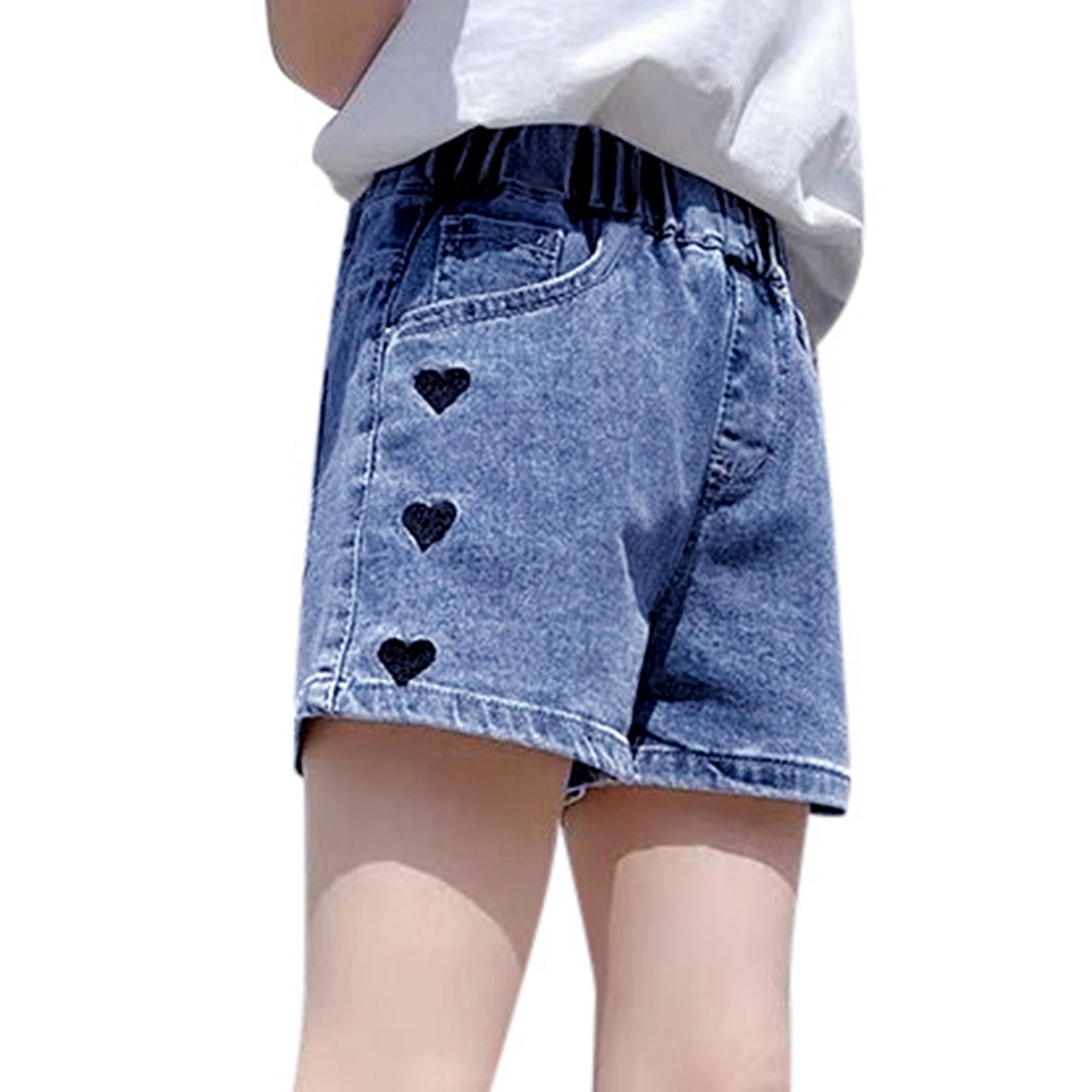 Girl Shorts Little&Big Kids Summer Denim Elastic Waistband Flower ...